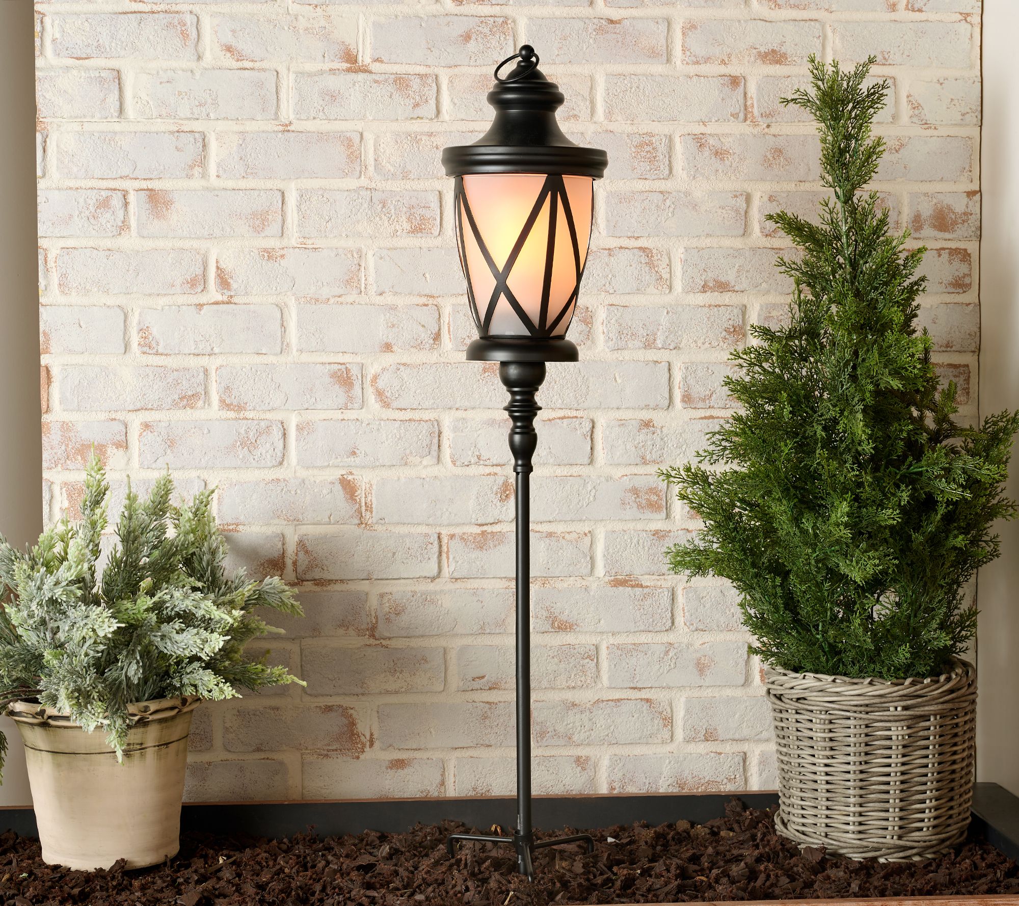 "As Is" Indoor/ Outdoor Flickering Flame Lantern with Stake - QVC.com