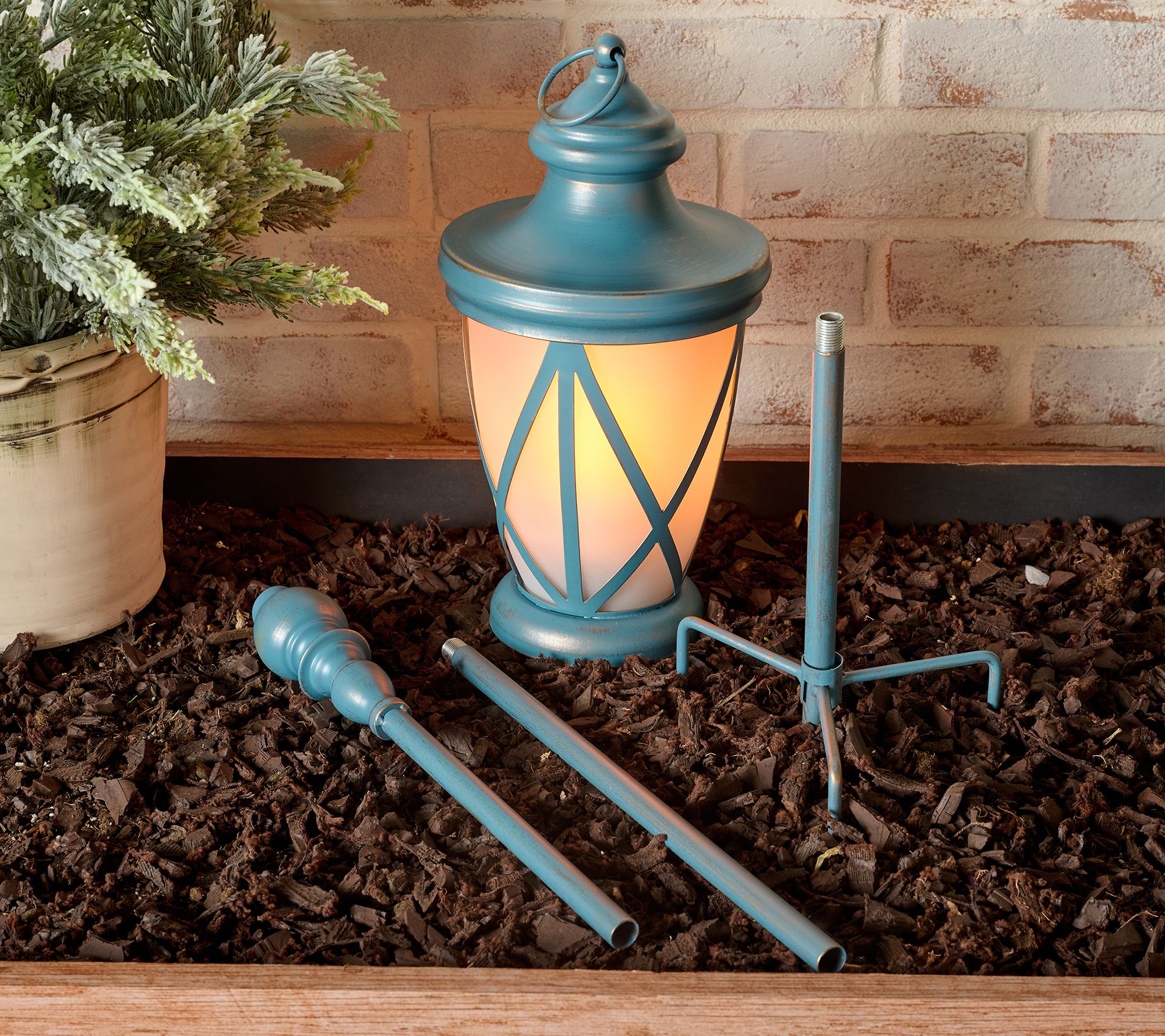 "As Is" Indoor/ Outdoor Flickering Flame Lantern with Stake - QVC.com