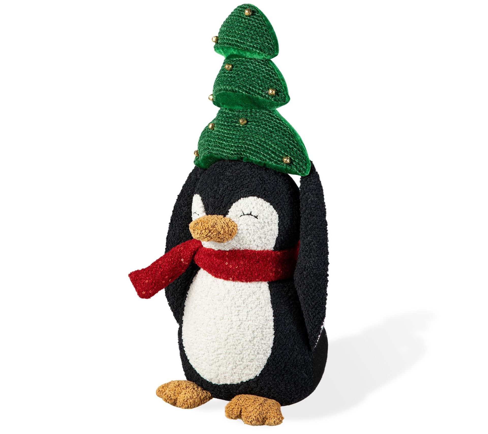 Glitzhome 21.25"H Fun Fabric Penguin with Christmas Tree Hat - QVC.com