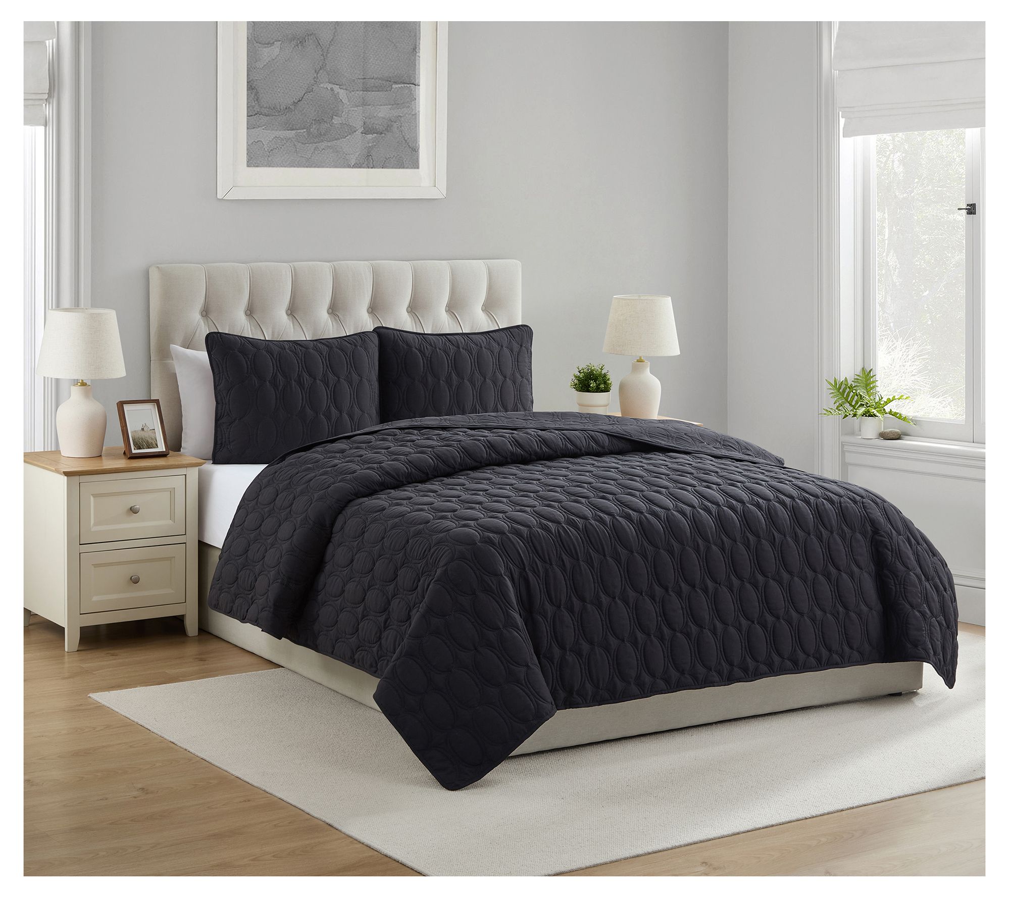 VCNY Home Circles 3-Piece Microfiber Quilt Set,King - QVC.com
