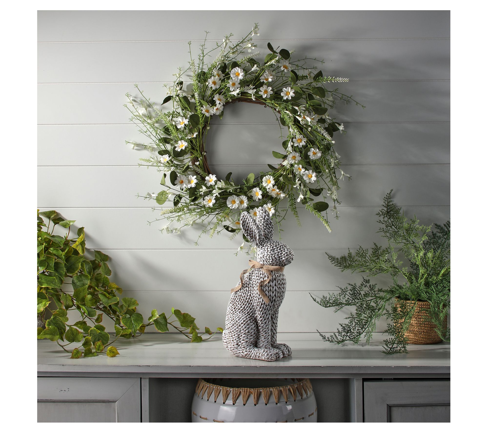 14" Woven Rabbit by Valerie - QVC.com