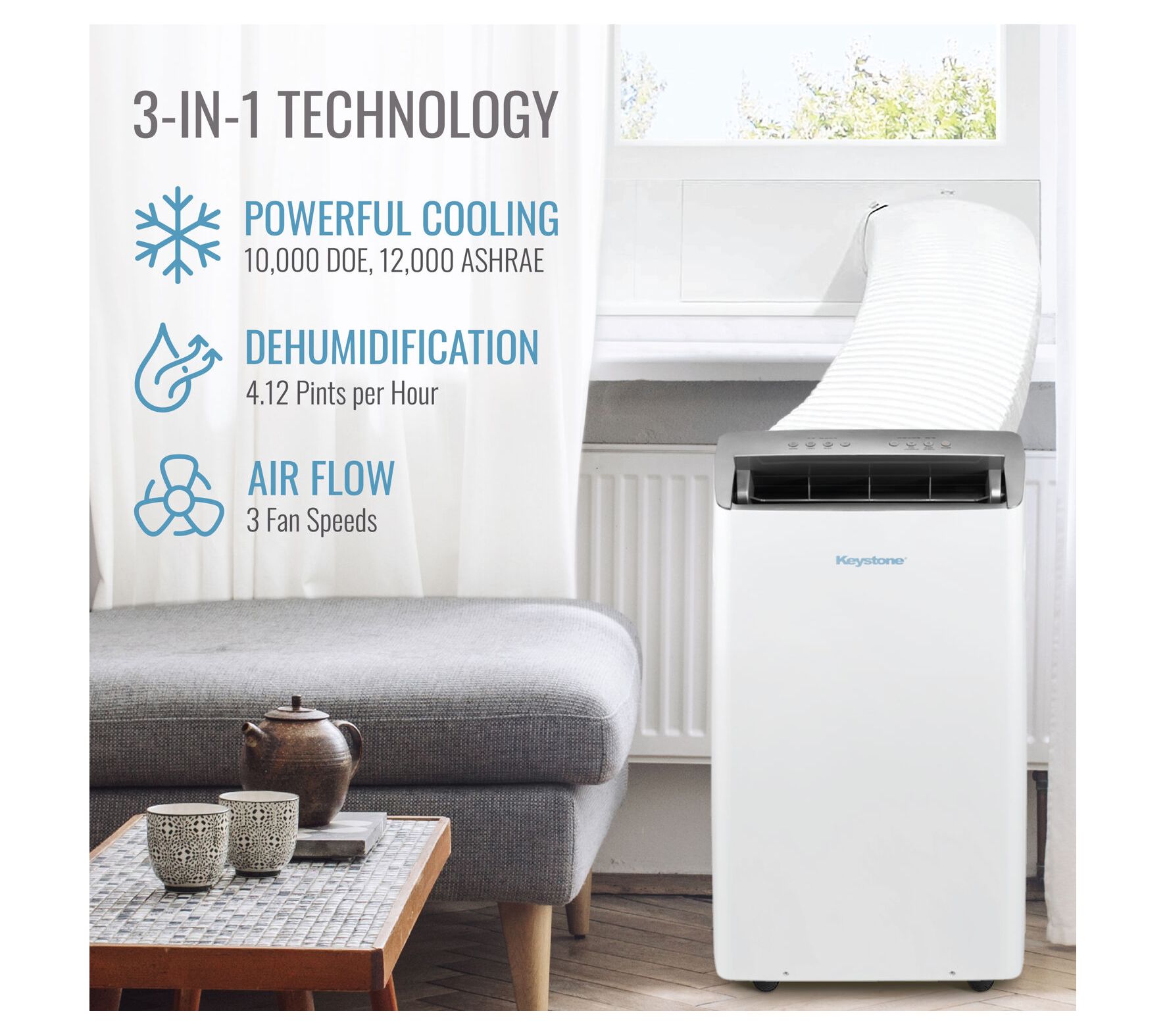 Keystone 10,000 BTU DOE Portable Air Conditioner - QVC.com