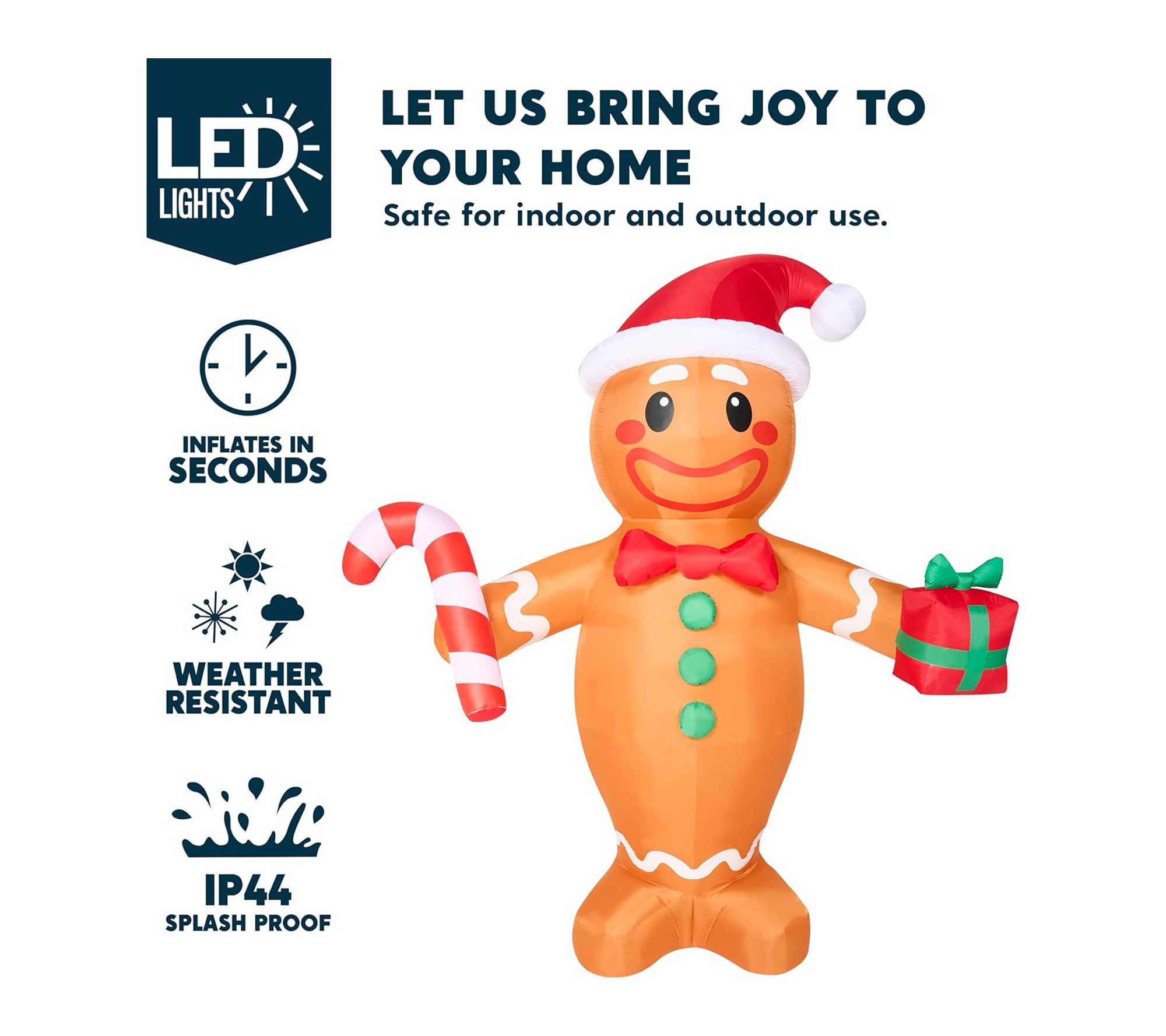 Joyfy 12ft Tall Christmas Inflatables Gingerbread Man - QVC.com