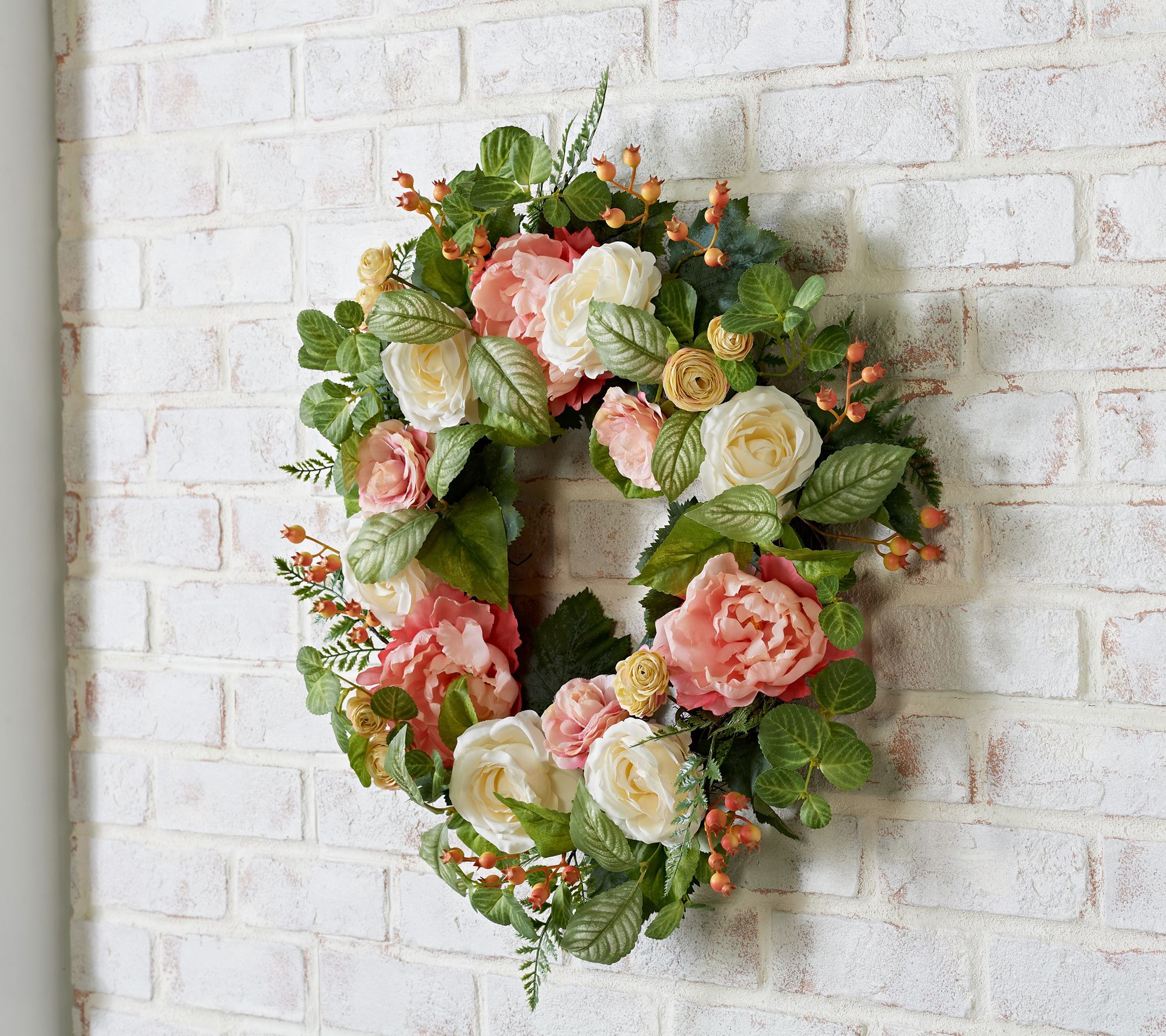 Peony, Rose and Ranunculus Berry Floral Collection by Valerie - QVC.com