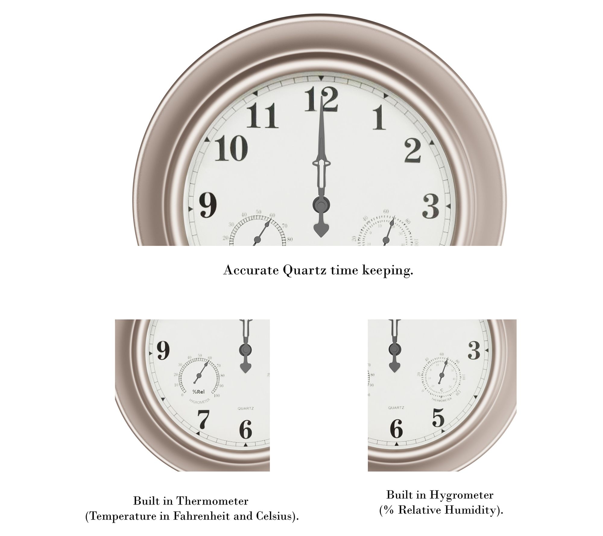 Pure Garden 18" Quartz Patio Wall Clock Thermometer - QVC.com