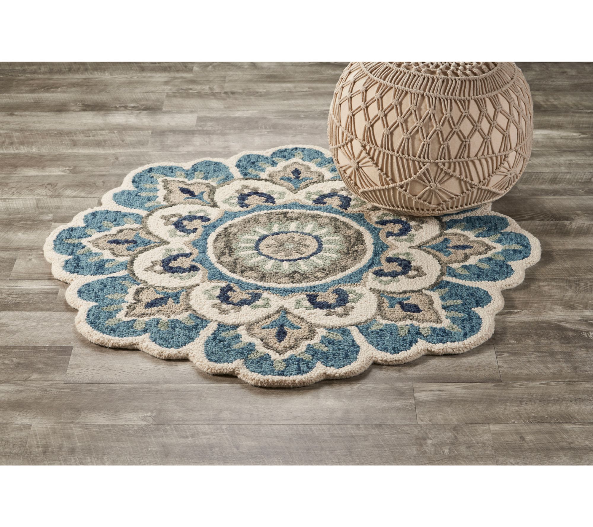 Ox Bay Maria Ivory Floral Medallion Wool Indoor5' Round Rug - QVC.com