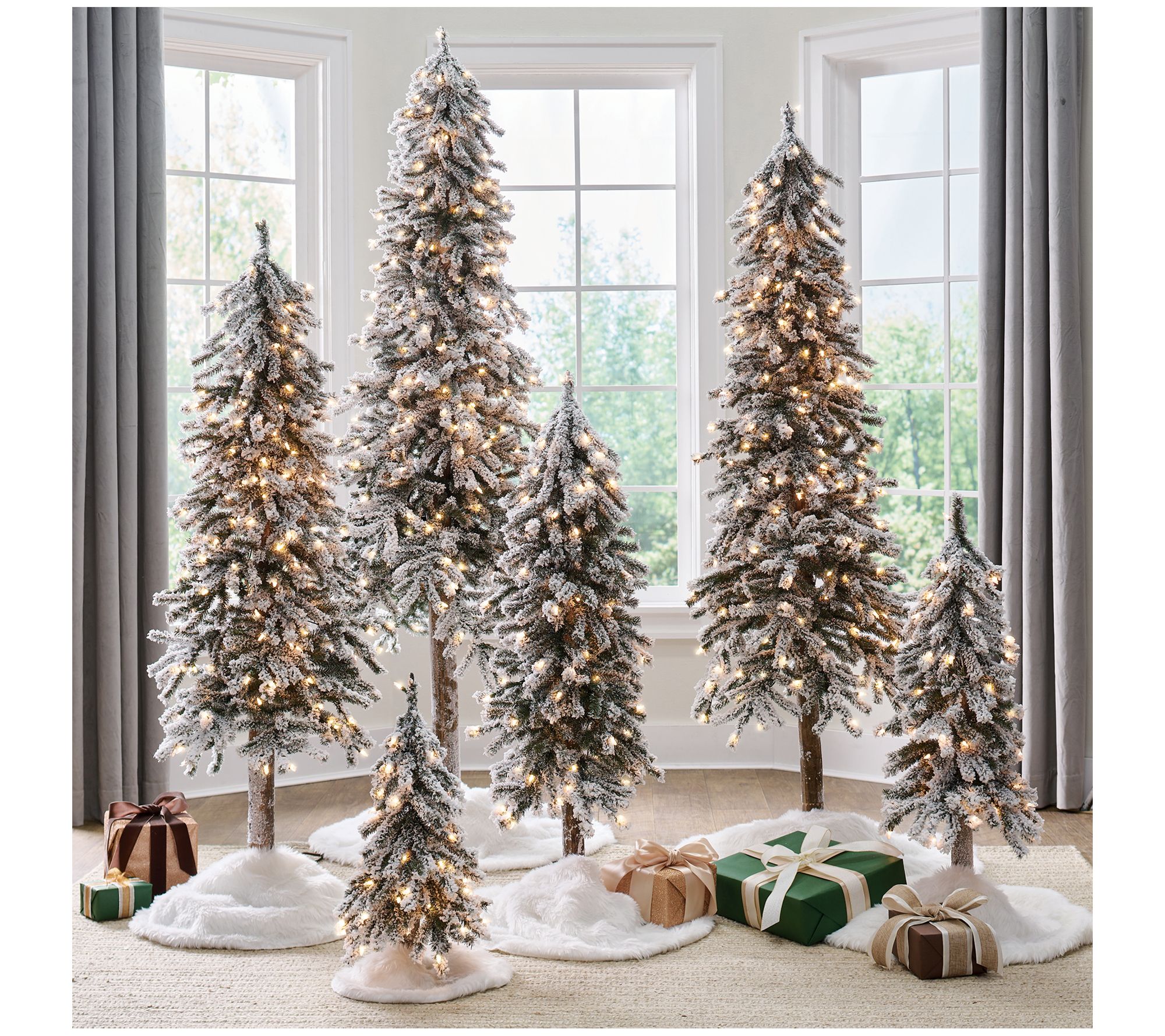 Grandin Road 6' Pre-lit Flocked Alpine Tree - QVC.com