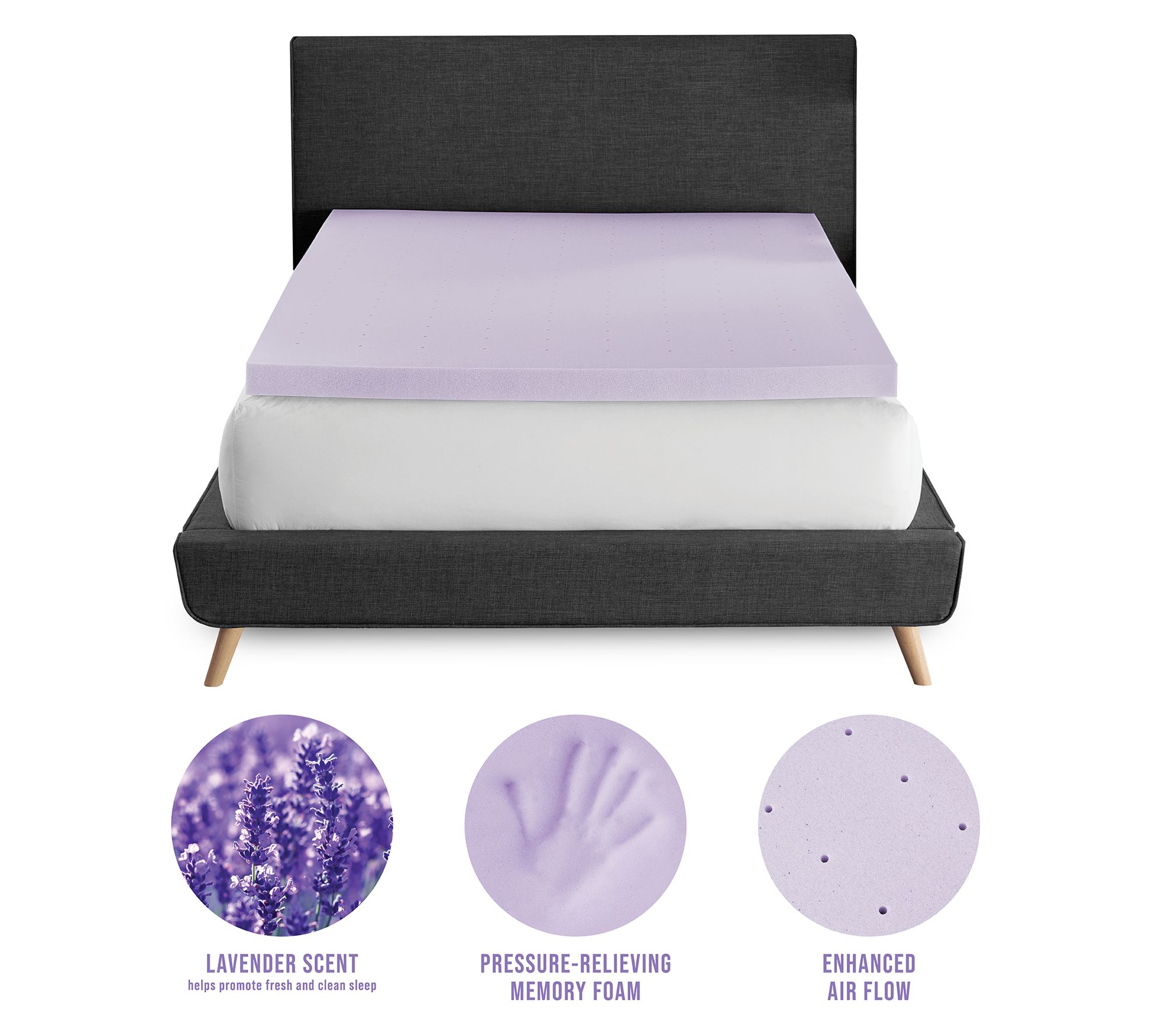 Bodipedic 3" Lavender Memory Foam Mattress Topper, Twin XL - QVC.com
