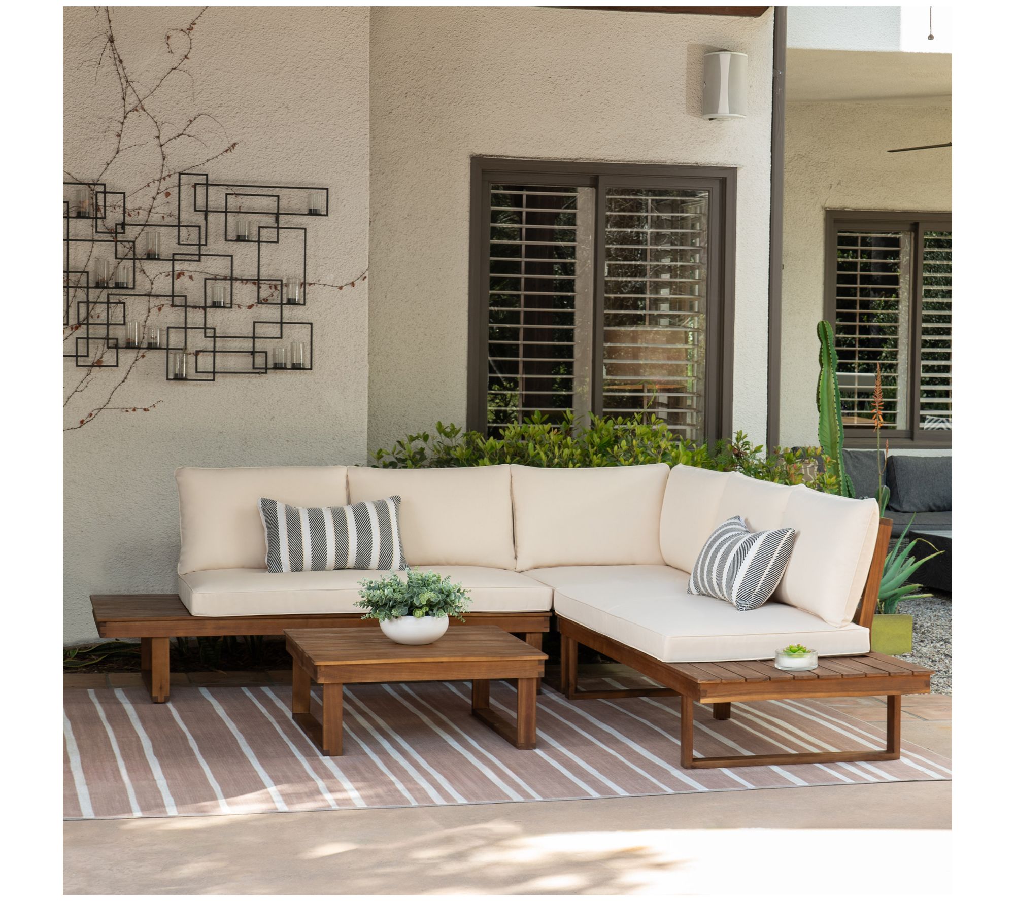 Linon Home Skypark Outdoor 4PC Lovseat Corner Table Set - QVC.com