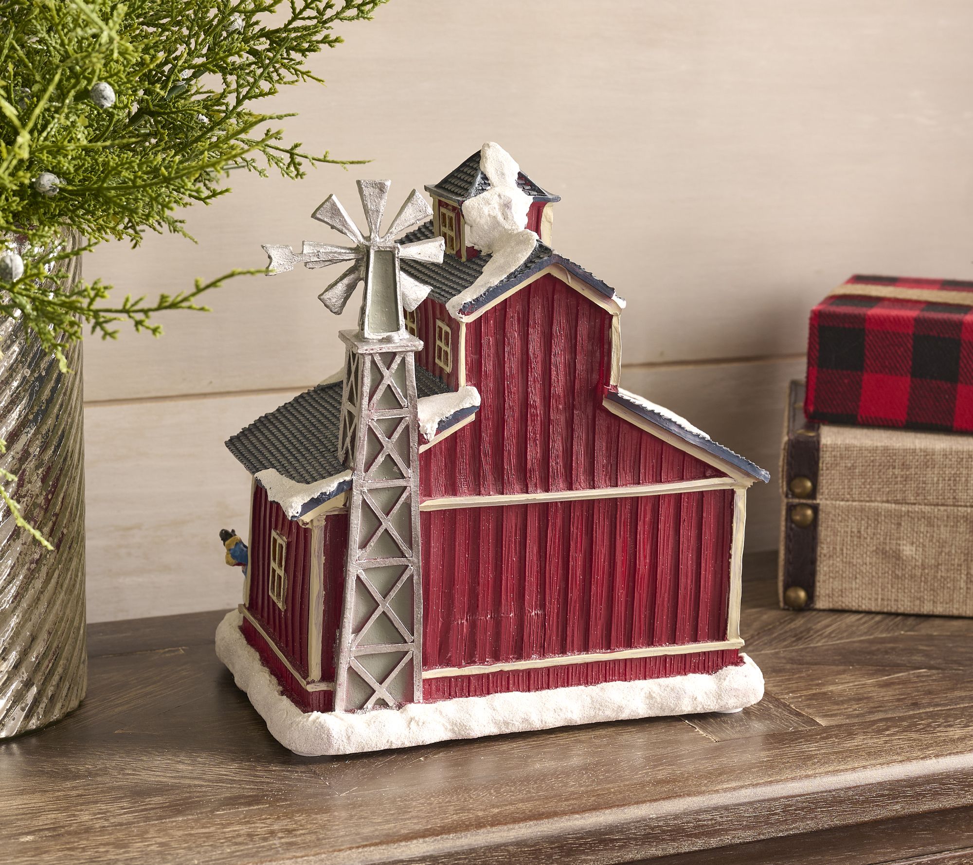 "As Is" Illuminated Barn with Truck and Snowman by Valerie - QVC.com