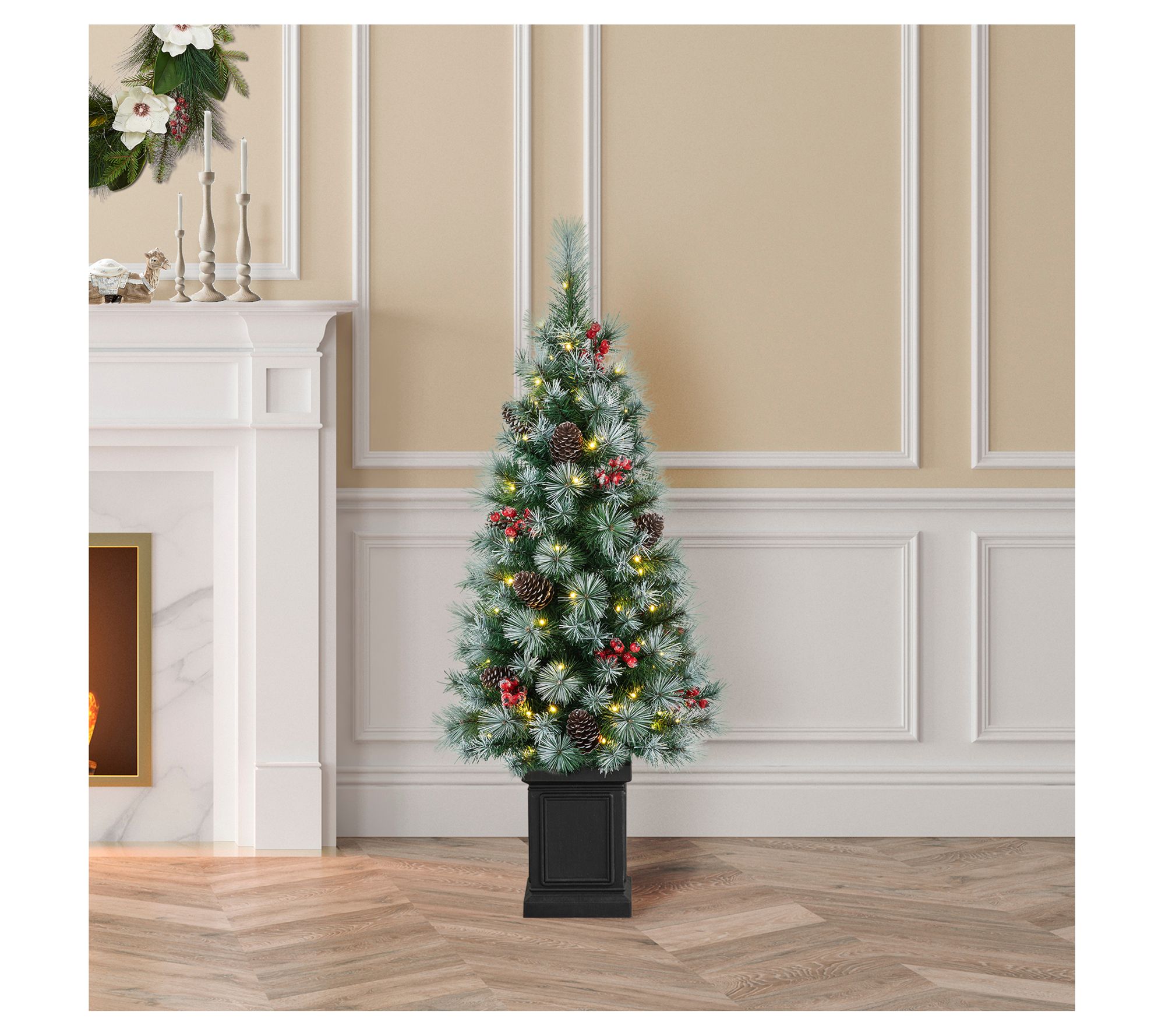 Glitzhome 4'H Pre-Lit Pine Artificial Christmas Porch Tree - QVC.com