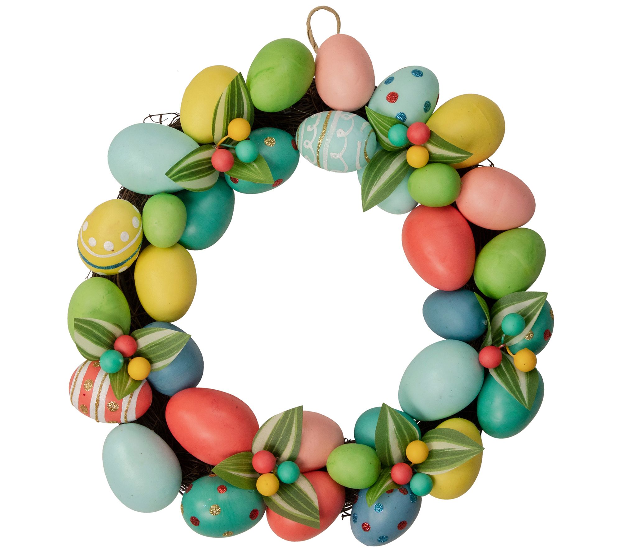Northlight Colorful Easter Egg Wreath 14" - QVC.com