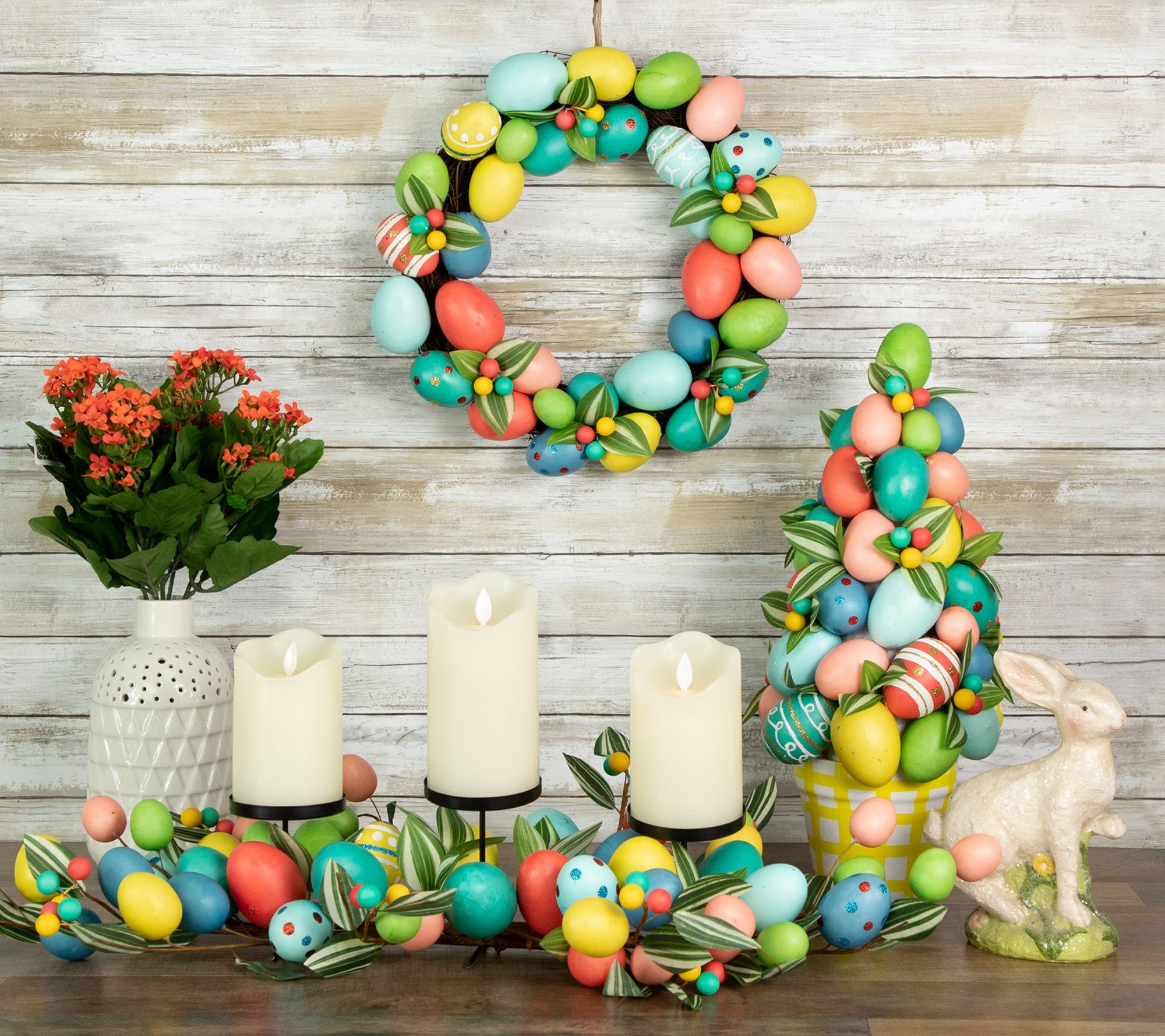 Northlight Colorful Easter Egg Wreath 14" - QVC.com
