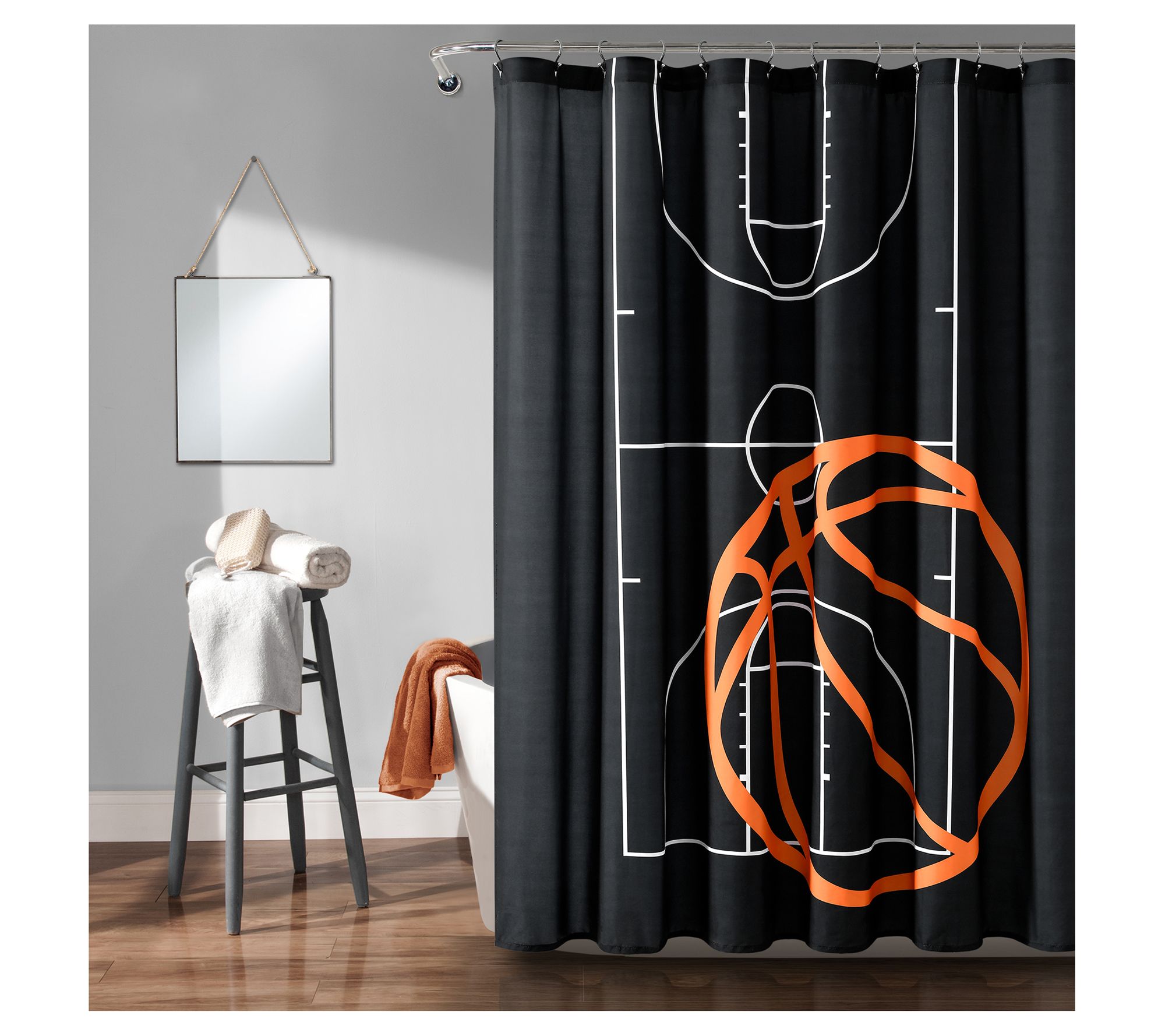 Lush Decor Basketball Game Shower Curtain Single 72X72 - QVC.com