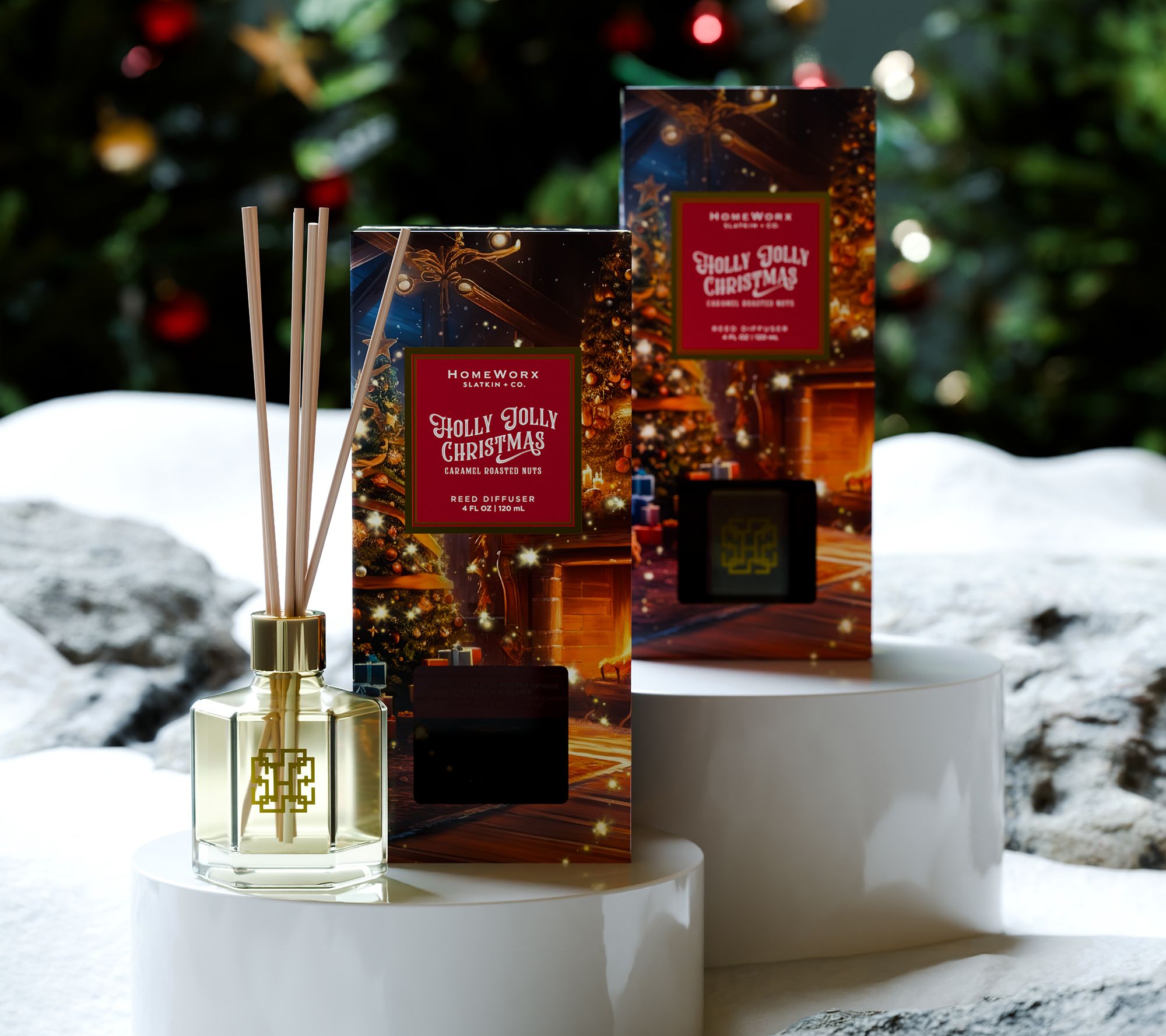 HomeWorx by Slatkin + Co. Set of 2 Holly Jolly Christmas Reed Diffusers ...
