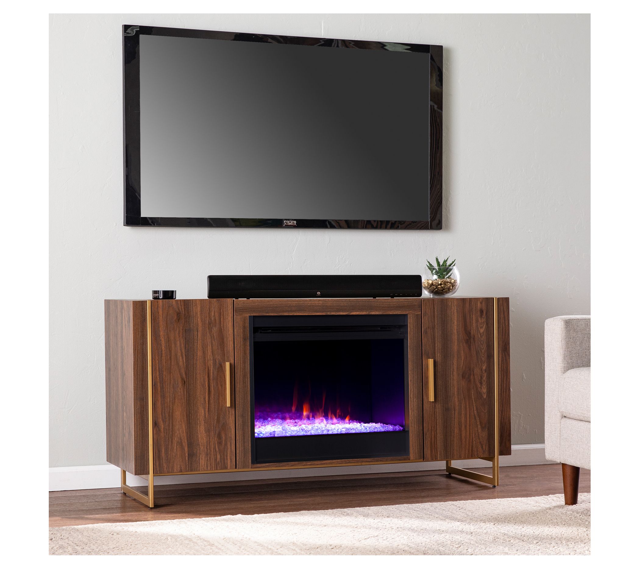 SEI Furniture Dashton Color Changing Fireplace w Media Storage - QVC.com