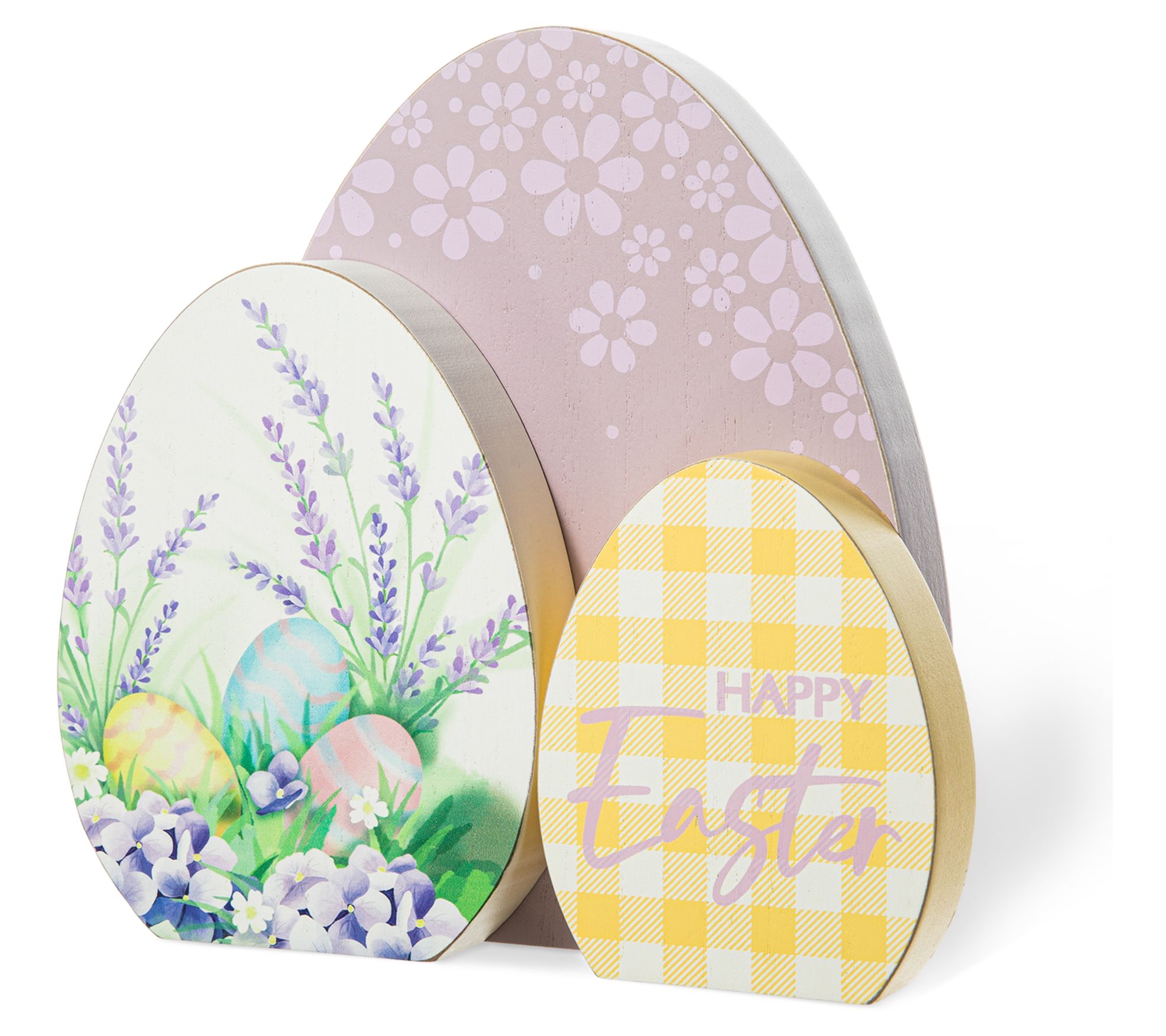 Glitzhome 7.75" Wooden Spring and Easter Eggs Table Decor - QVC.com
