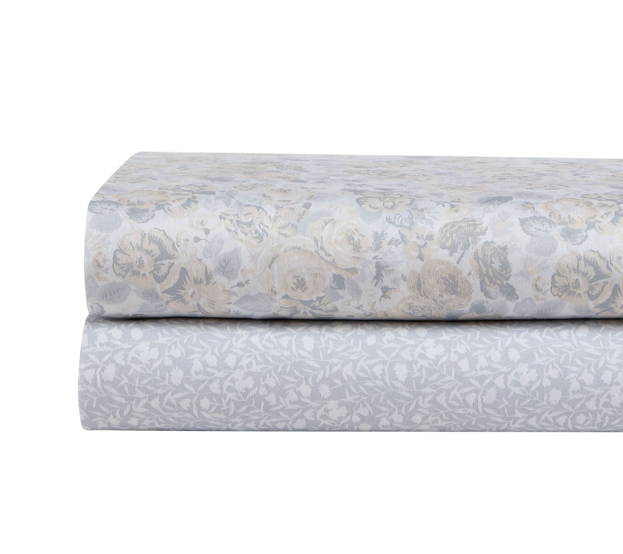 Laura Ashley Qu artet Cotton Gr ey 4-Piece Shee t Set-Queen - QVC.com