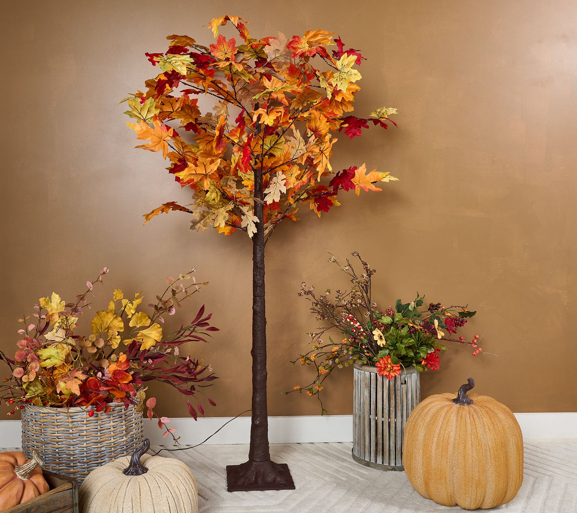 "As Is" 6' Indoor/Outdoor Illuminated Maple Leaf Tree by Valerie - QVC.com