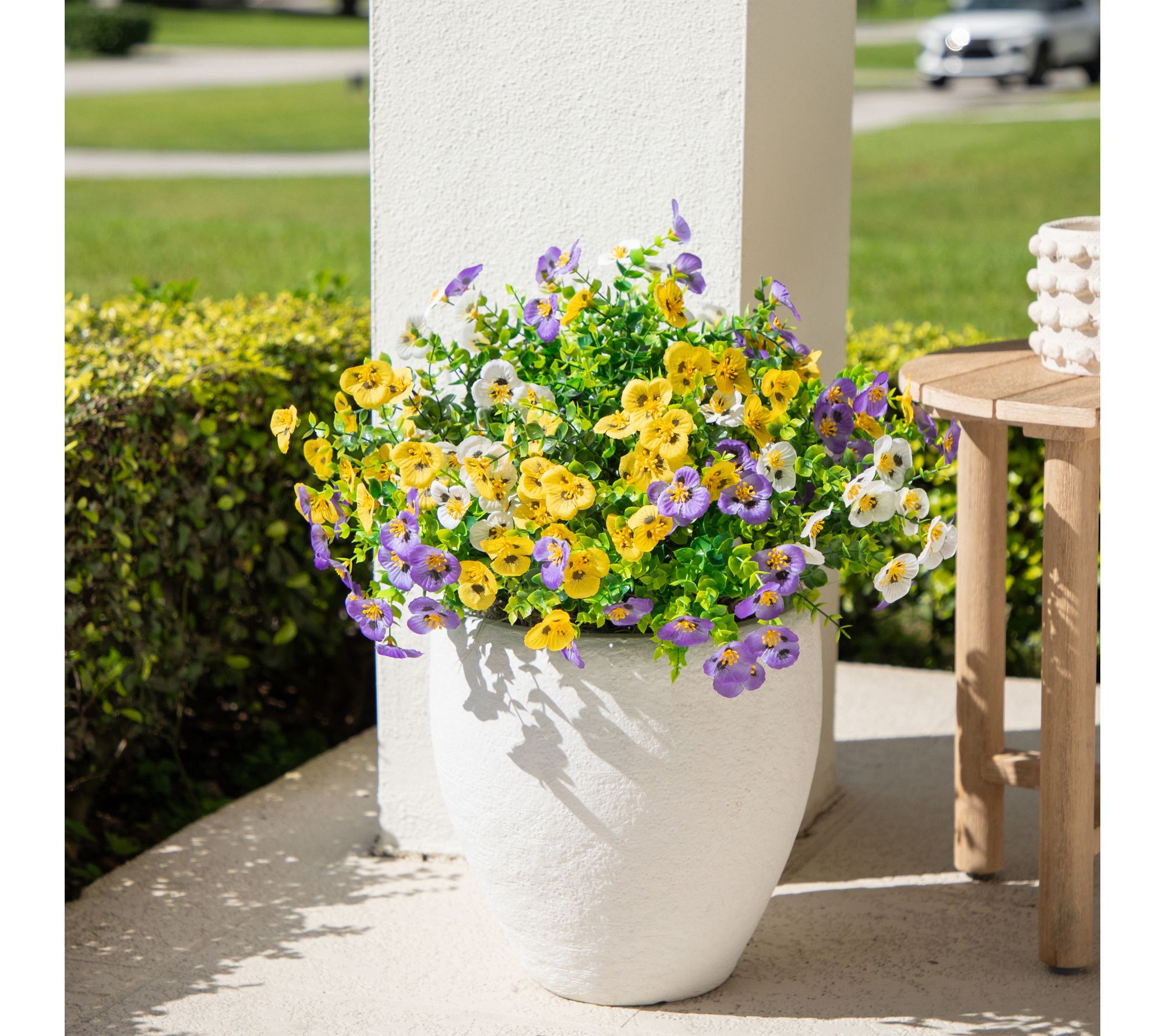 Nearly Natural 13-in UV Resistant Pansy Bush -Set of 12 - QVC.com