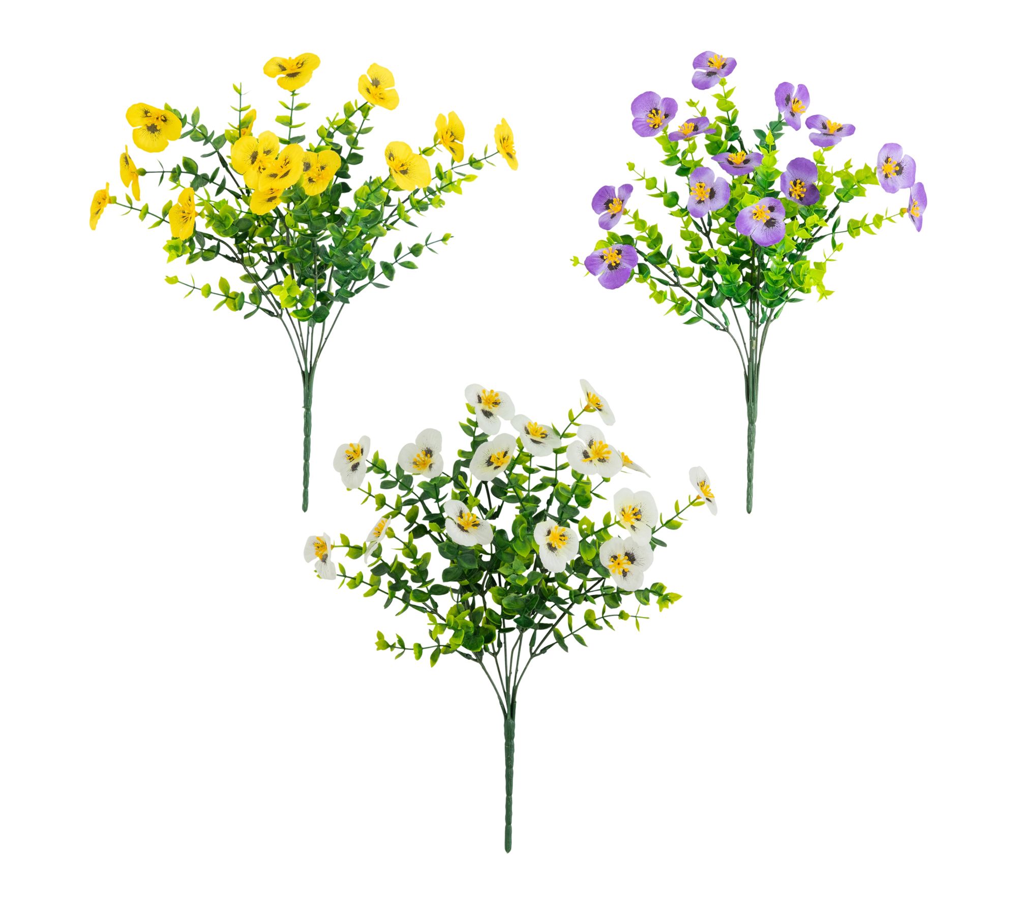 Nearly Natural 13-in UV Resistant Pansy Bush -Set of 12 - QVC.com