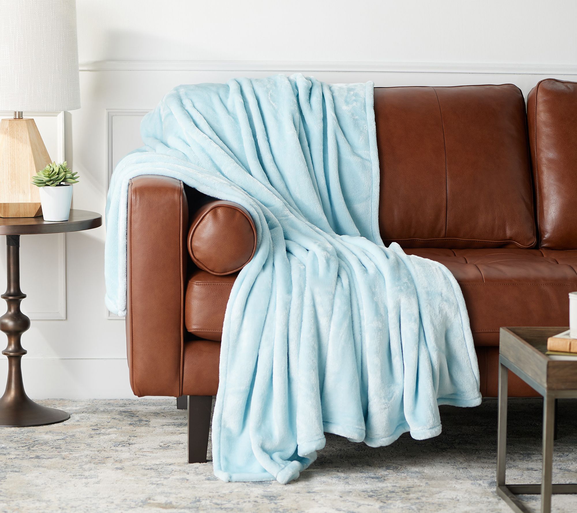 (QVC) Q2 – Berkshire Super Oversized 60" x 80" Solid Velvet Soft Throw ...