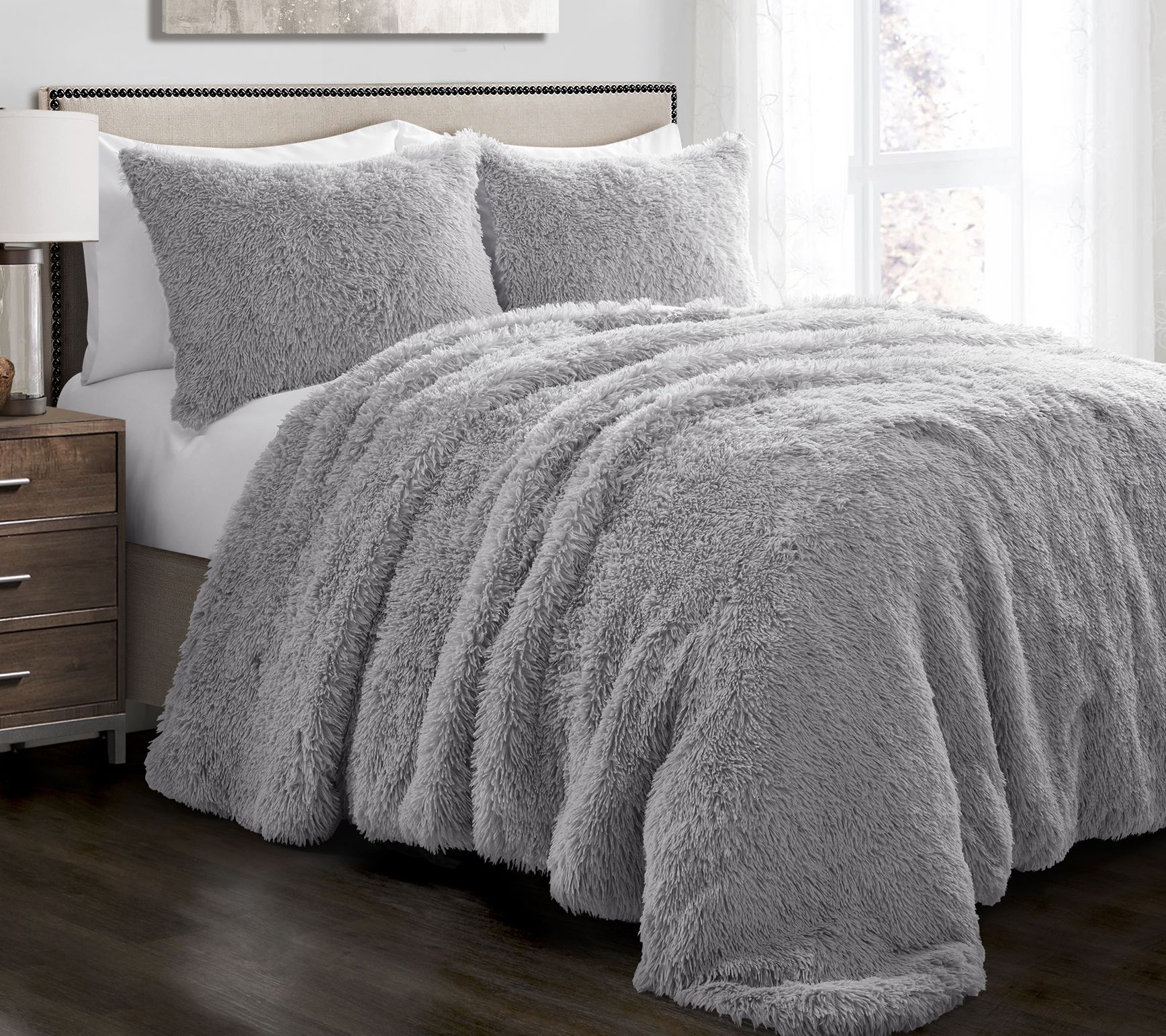 Emma Faux Fur Comforter Full/Queen 3-pc Set by Lush Decor - QVC.com