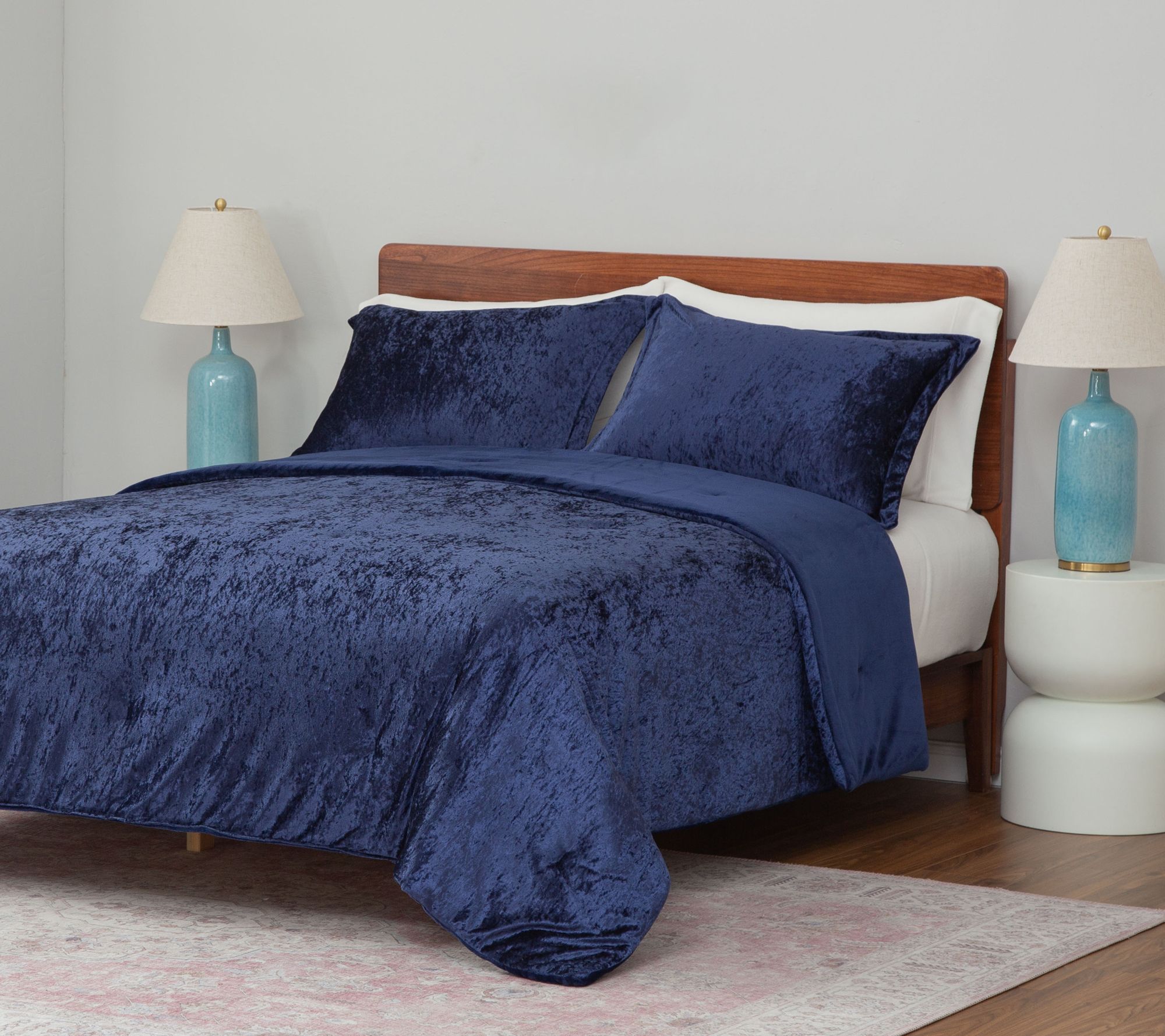 Berkshire Crushed Velvet Coverlet & Shams Set- Full - QVC.com