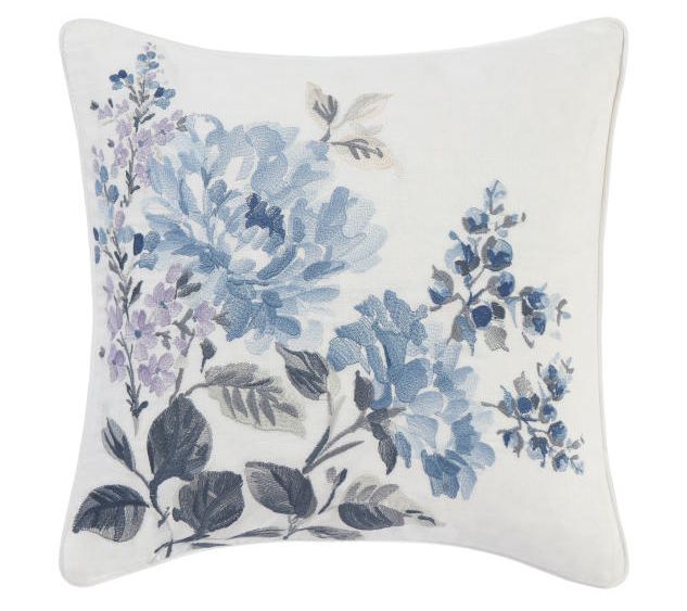Laura Ashley Ch loe Cottage Blu e 16" X 16" Squ are Pillow - QVC.com