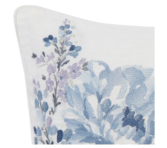 Laura Ashley Ch loe Cottage Blu e 16" X 16" Squ are Pillow - QVC.com
