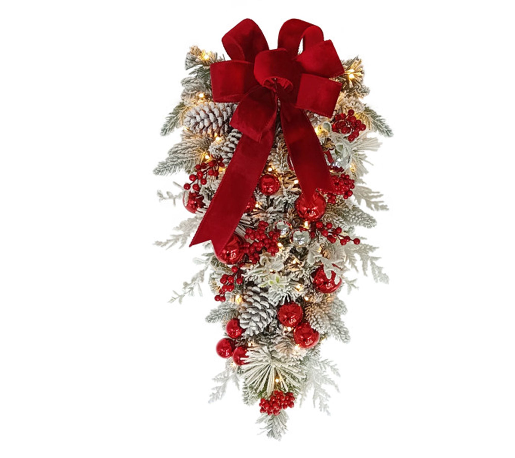 Puleo International 28" Pre-Lit Flocked Decorated Swag - QVC.com