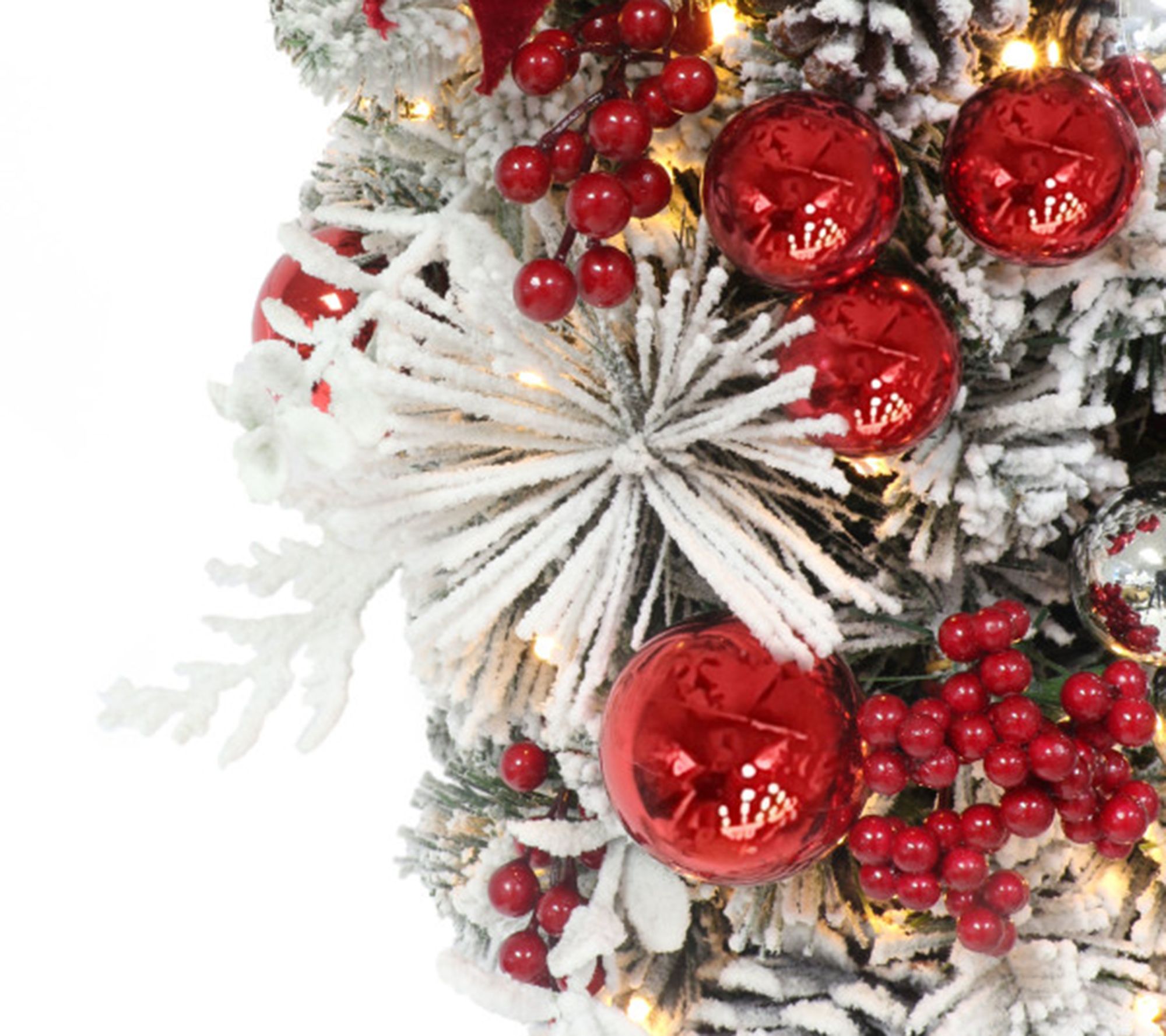 Puleo International 28" Pre-Lit Flocked Decorated Swag - QVC.com