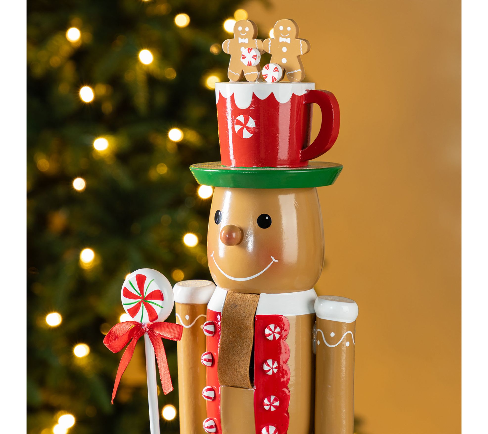 Glitzhome 24"H Wooden Christma s Gingerbread M an Nutcracker - QVC.com