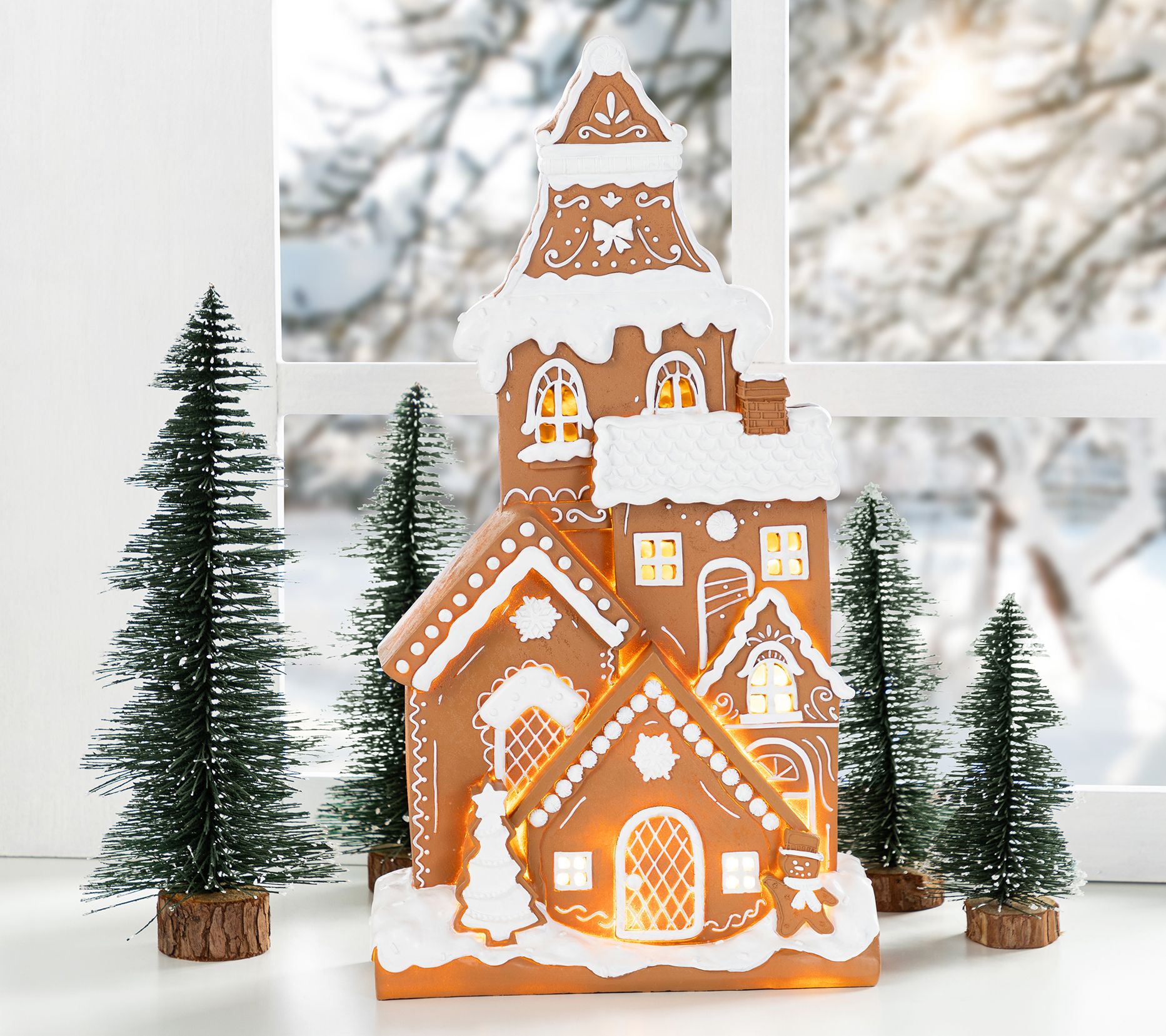 Glitzhome 18"H Christmas Lighted Gingerbread House Table Decor - QVC.com