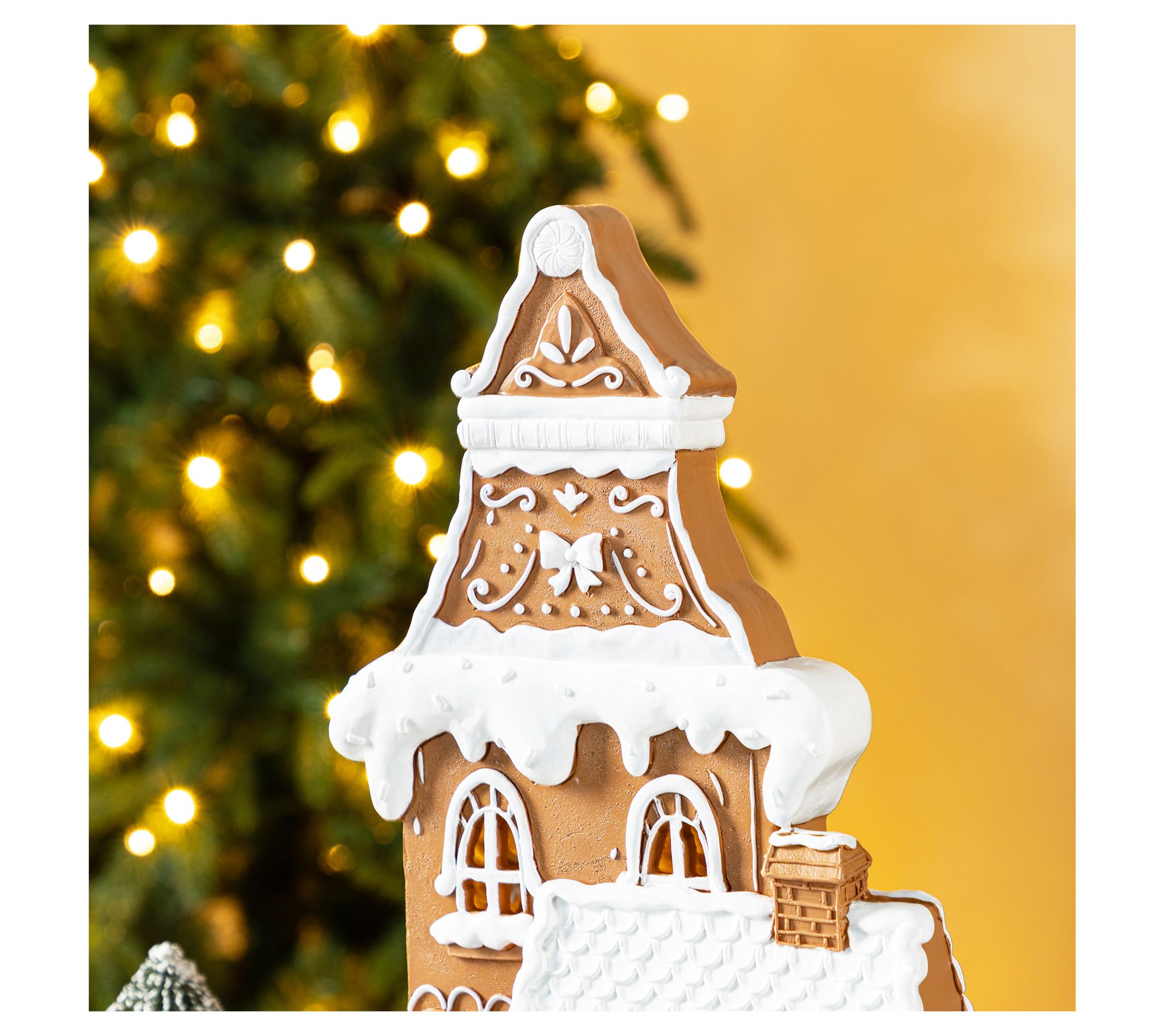 Glitzhome 18"H Christmas Lighted Gingerbread House Table Decor - QVC.com