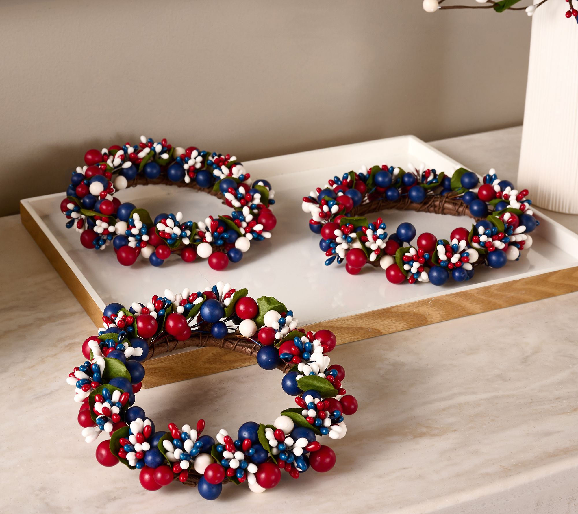 "As Is" Set of 3 Patriotic Berry Candle Rings by Valerie - QVC.com
