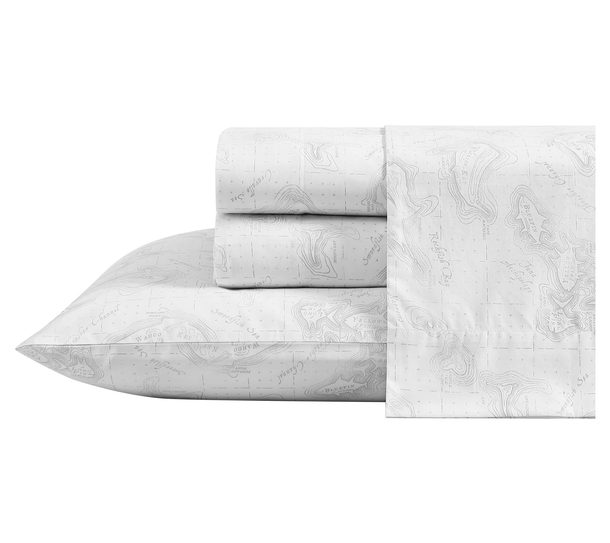 Eddie Bauer Fish Atoll Grey Full Sheet Set - QVC.com