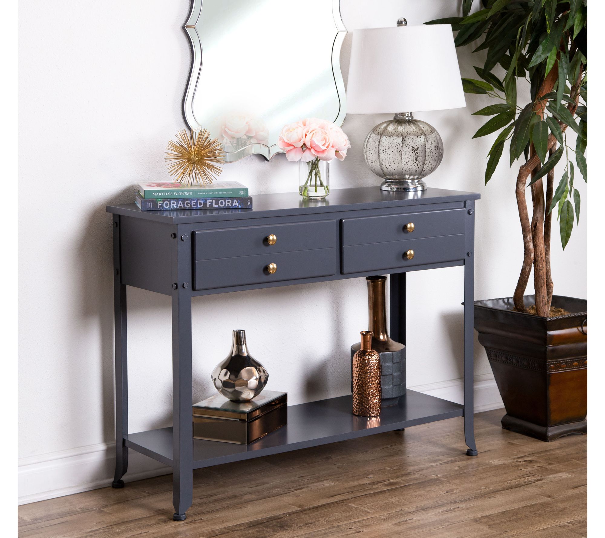 Anthony Antiqued 2-Drawer Console Table by Abby son Living - QVC.com