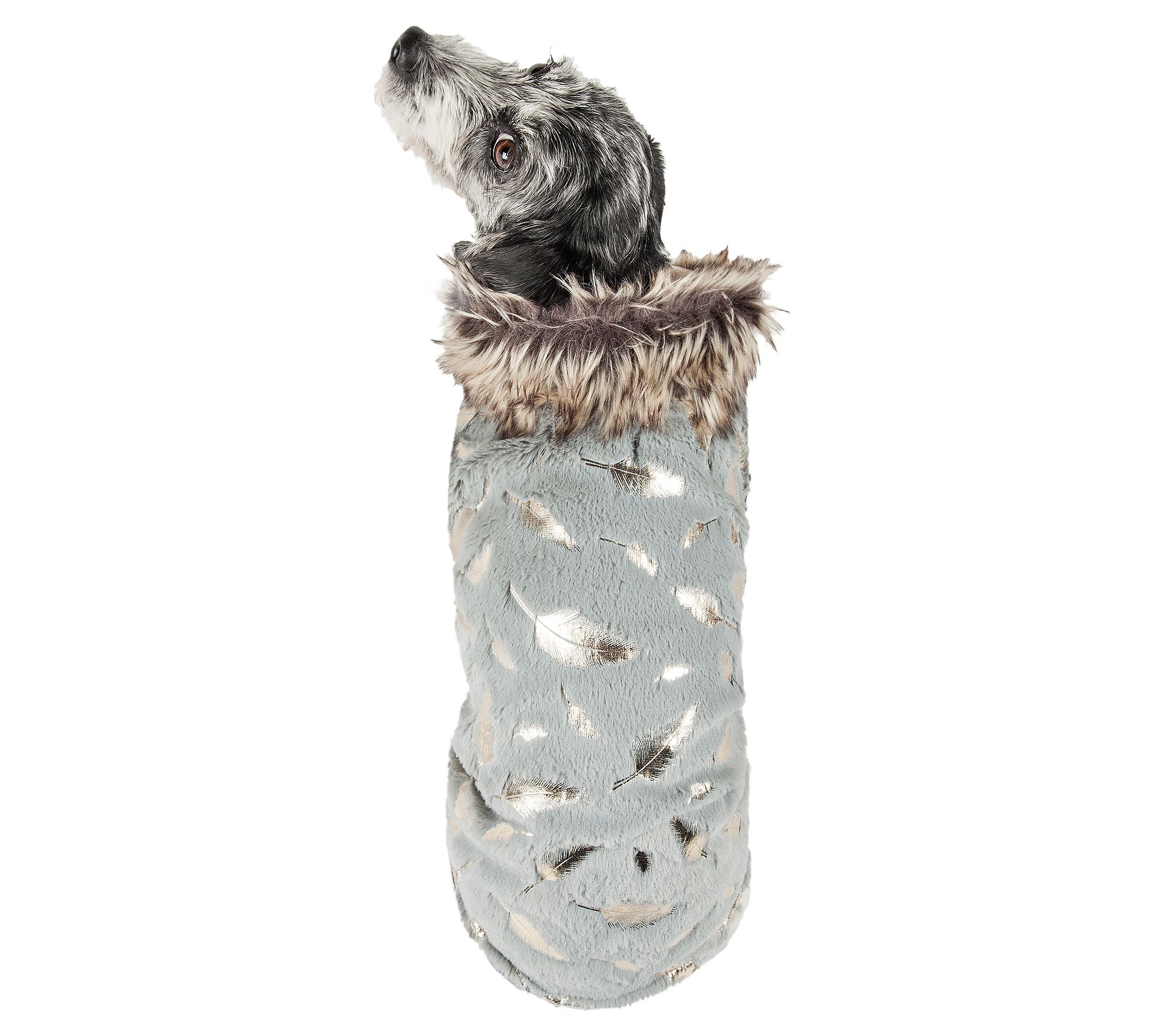 Pet Life Luxe 'Gold-Wagger' Gold-Leaf Fur Dog Jacket Coat - QVC.com