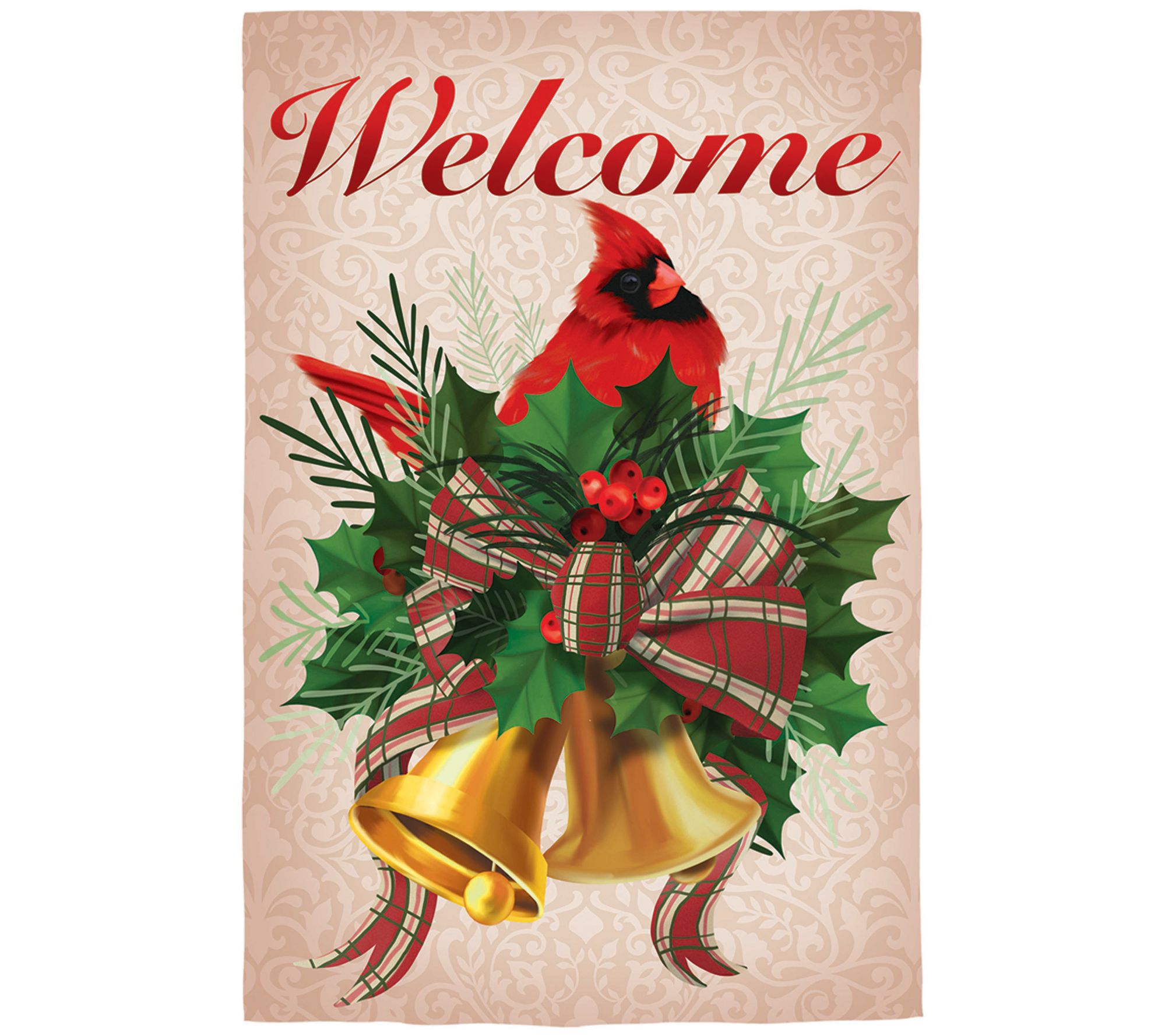 Evergreen Welcome Cardinal Lustre House Flag - QVC.com