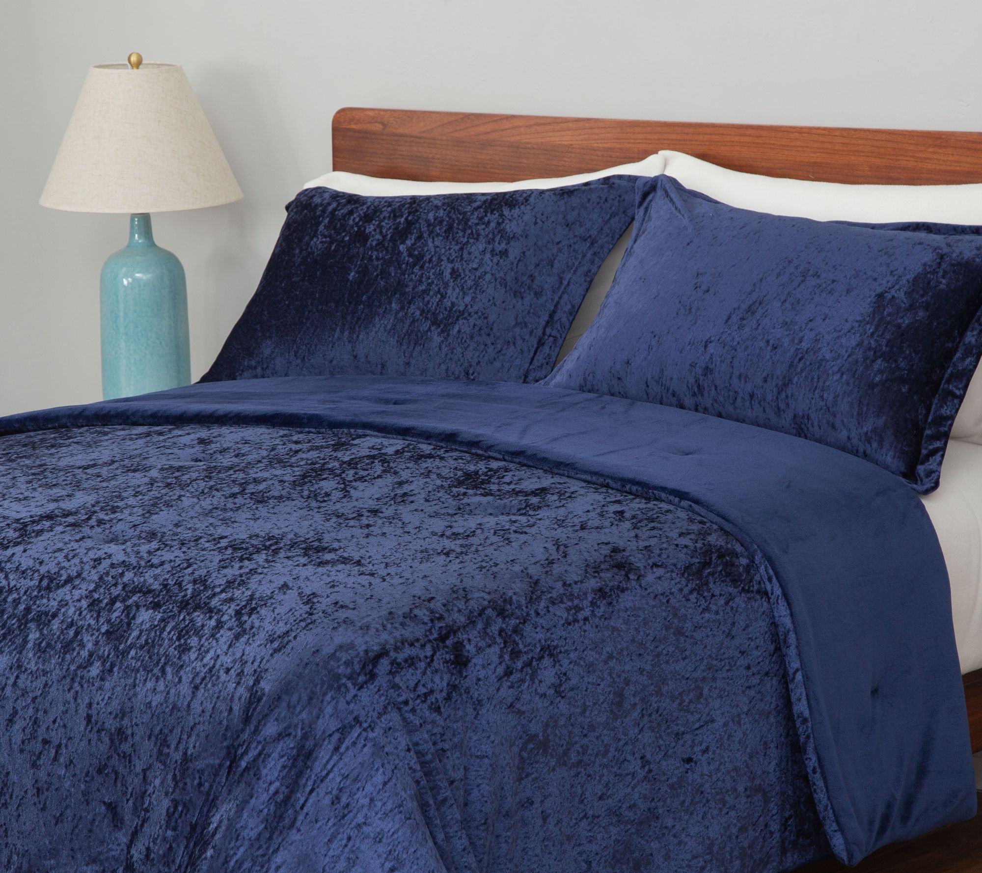 Berkshire Crushed Velvet Coverlet & Shams Set- Queen - QVC.com