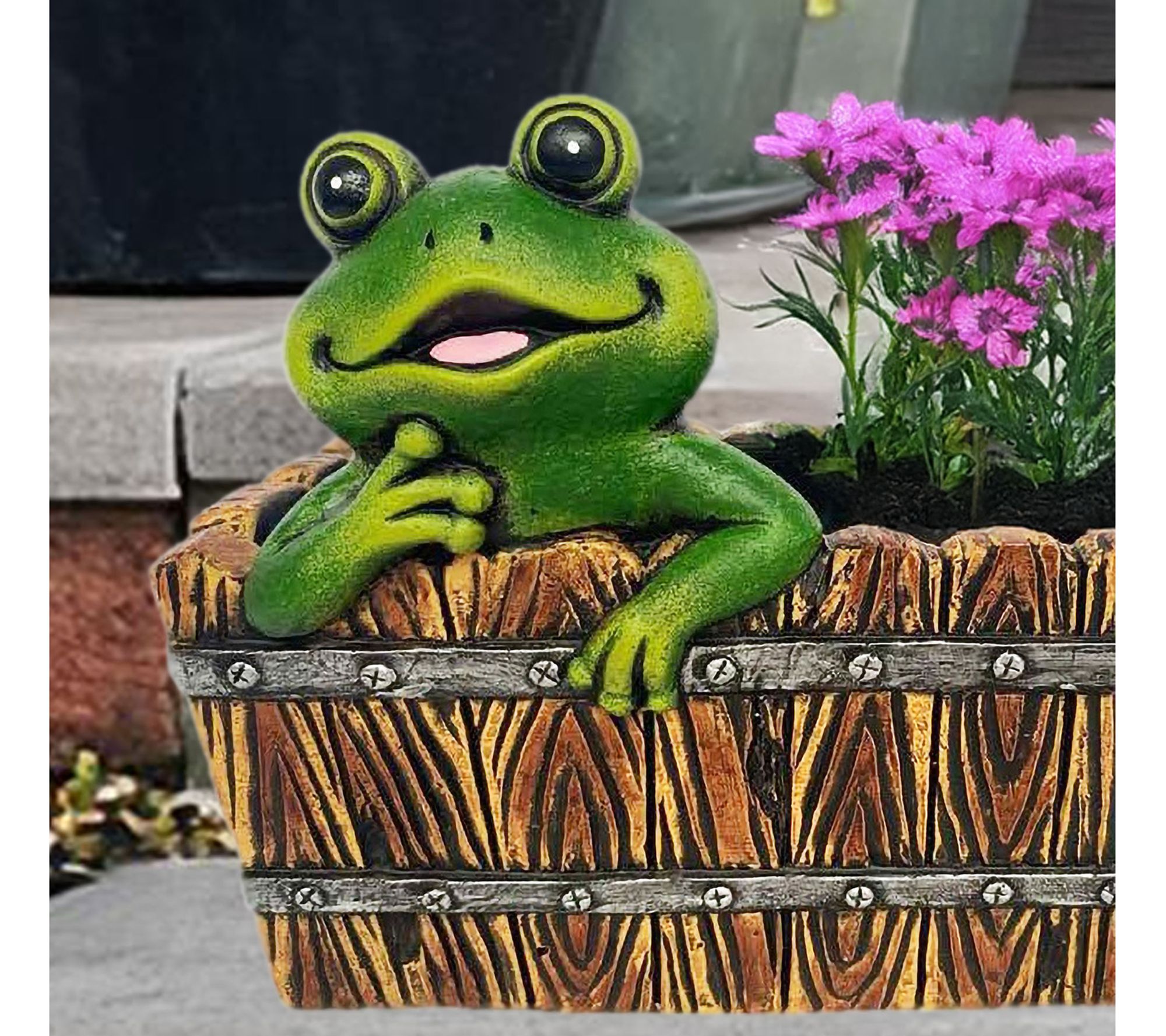 Santa's Workshop 9" Cement Frog Planter - QVC.com