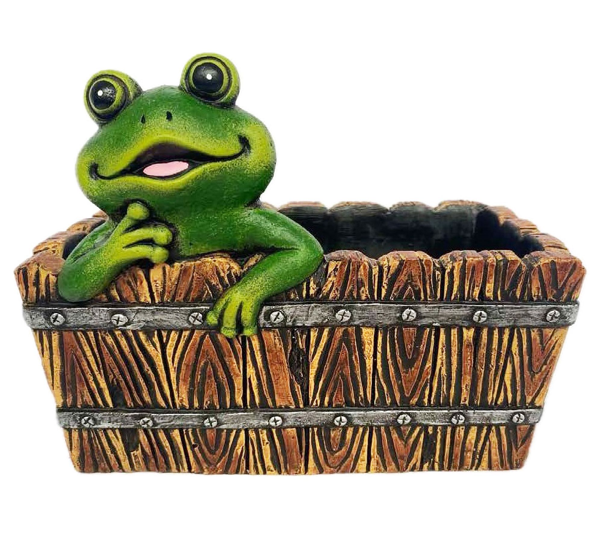 Santa's Workshop 9" Cement Frog Planter - QVC.com