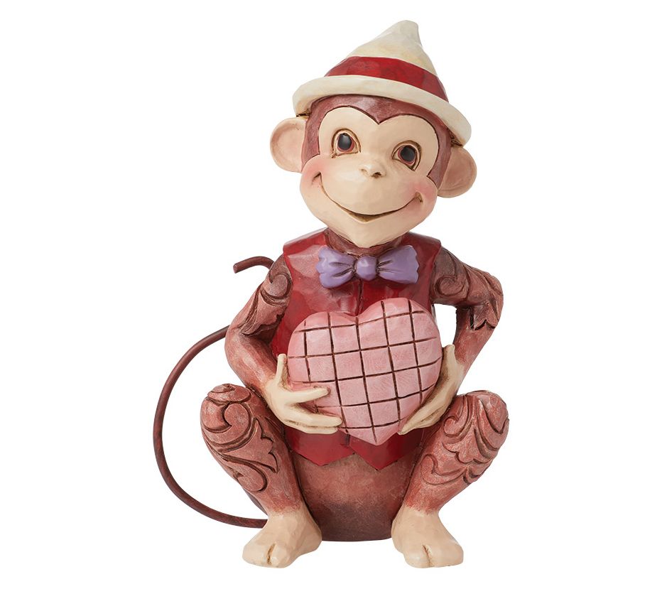 Jim Shore Monkey with Heart Figurine 4.3in H - QVC.com