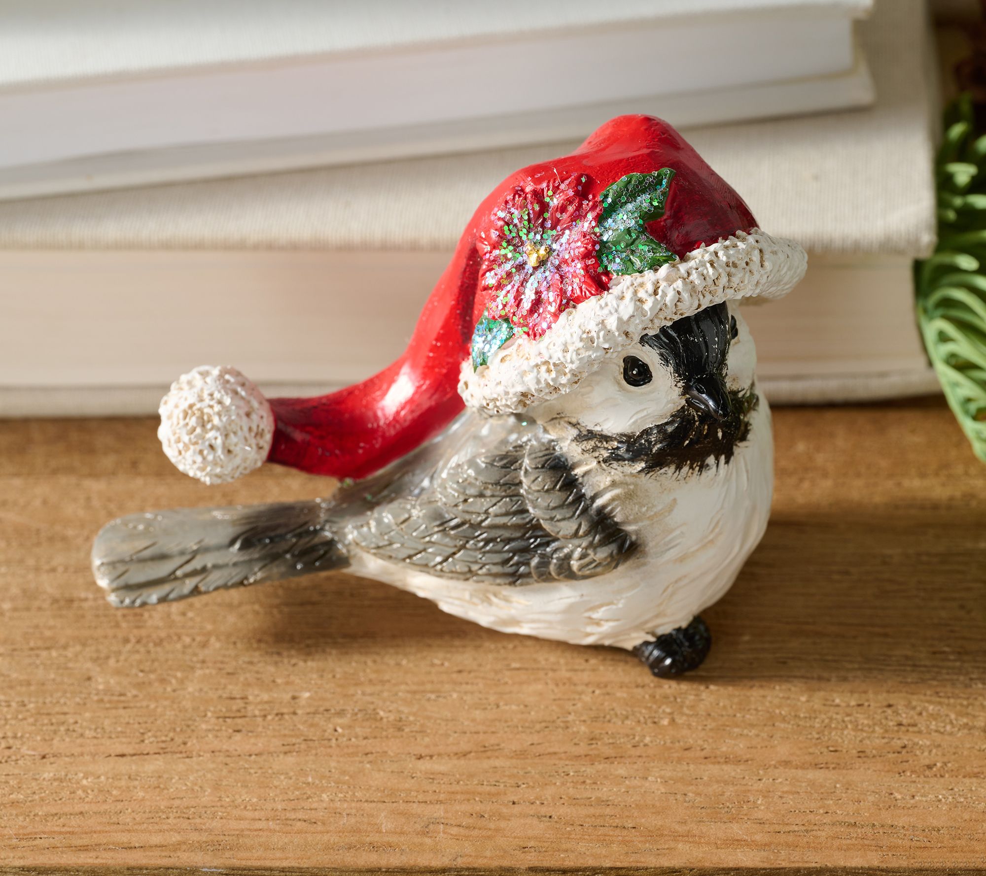 S/3 Chickadee Figures with Santa Hat by Valerie - QVC.com