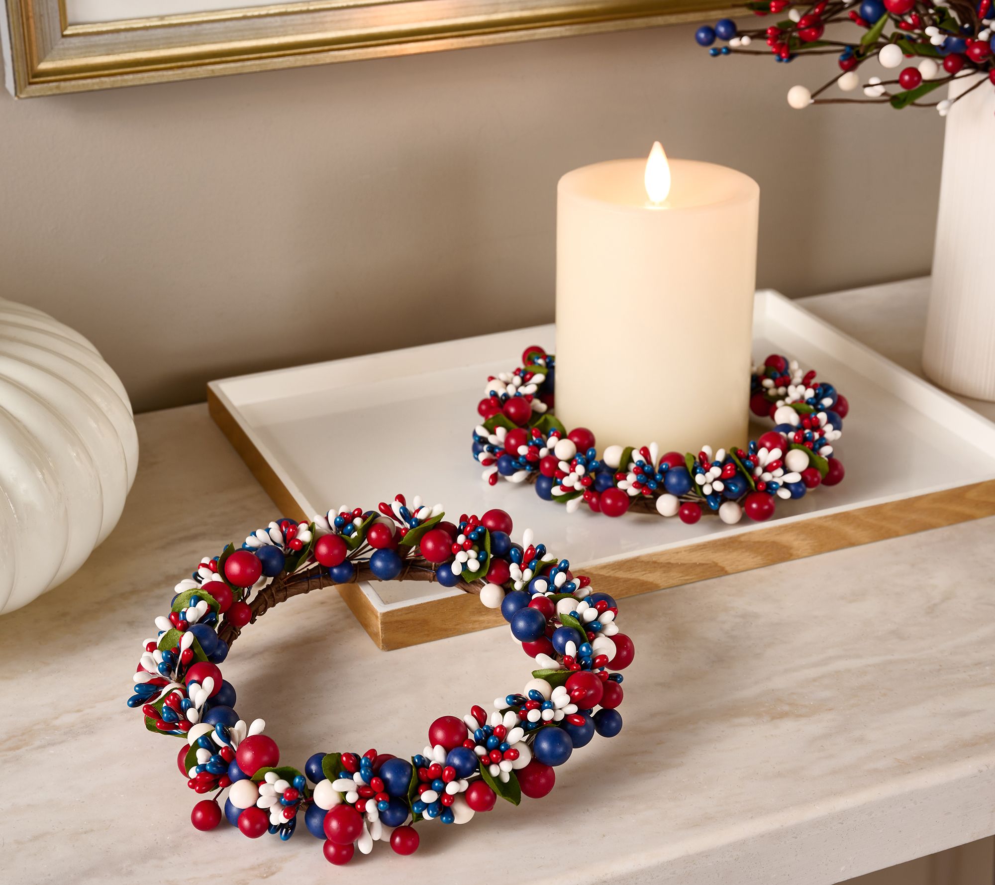 "As Is" Set of 2 Patriotic Berry Candle Rings by Valerie - QVC.com
