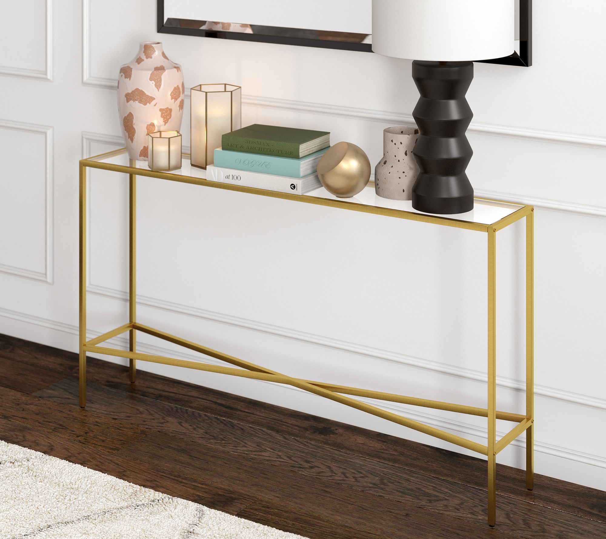 Hudson&Canal Henley Console Table with Glass Top - QVC.com