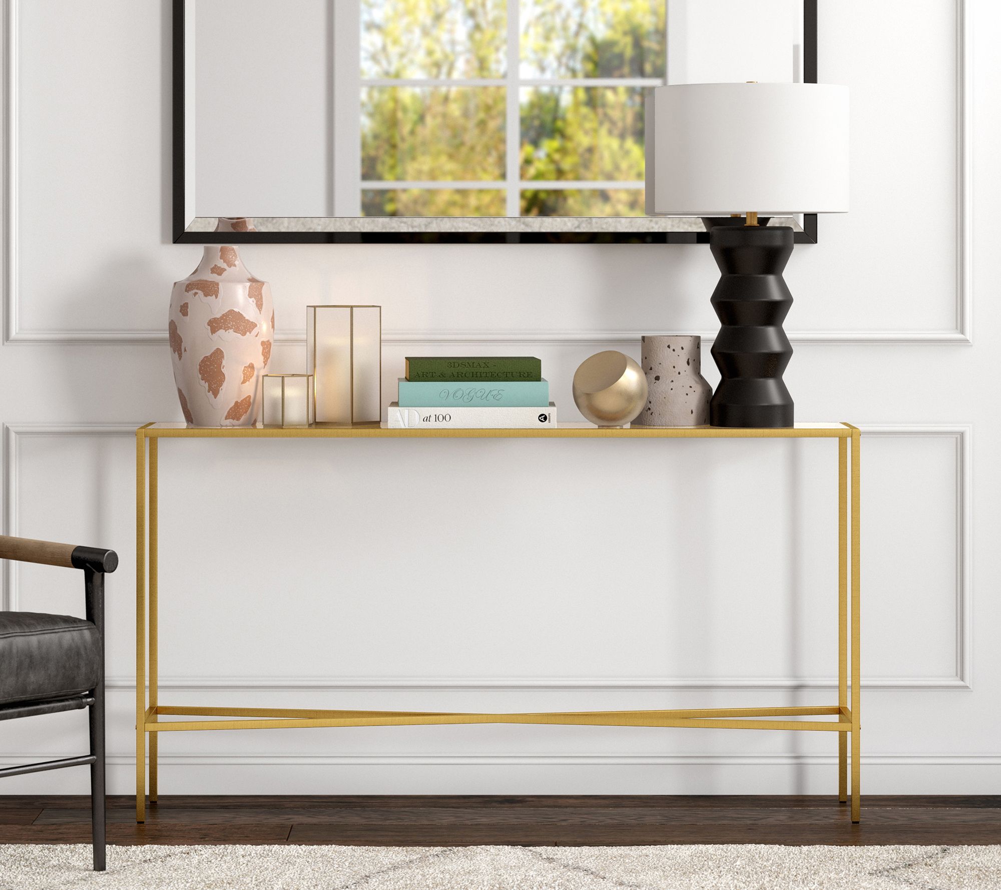 Hudson&Canal Henley Console Table with Glass Top - QVC.com