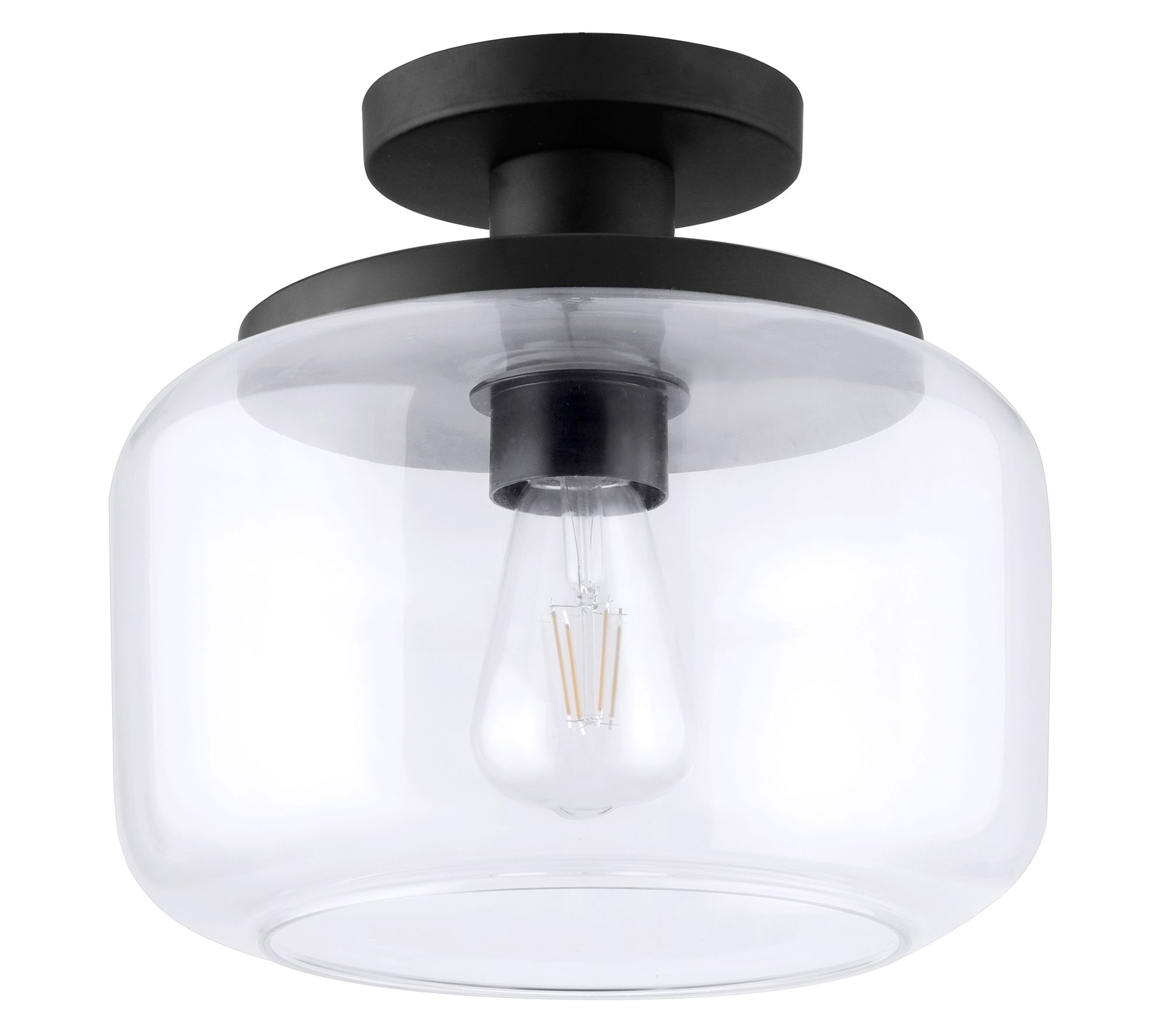 Hudson&Canal Tatum Semi Flush Mount with ClearGlass Shade - QVC.com