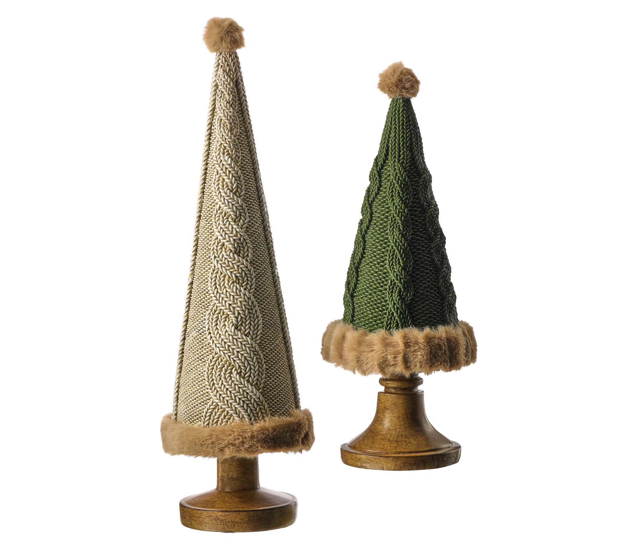 13-16.5" Cable Knit Tree Set of 2 by Valerie - QVC.com
